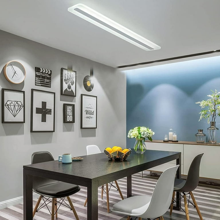 Flush Rectangular Pendant Light Oversize Modern Mirror Stainless Steel