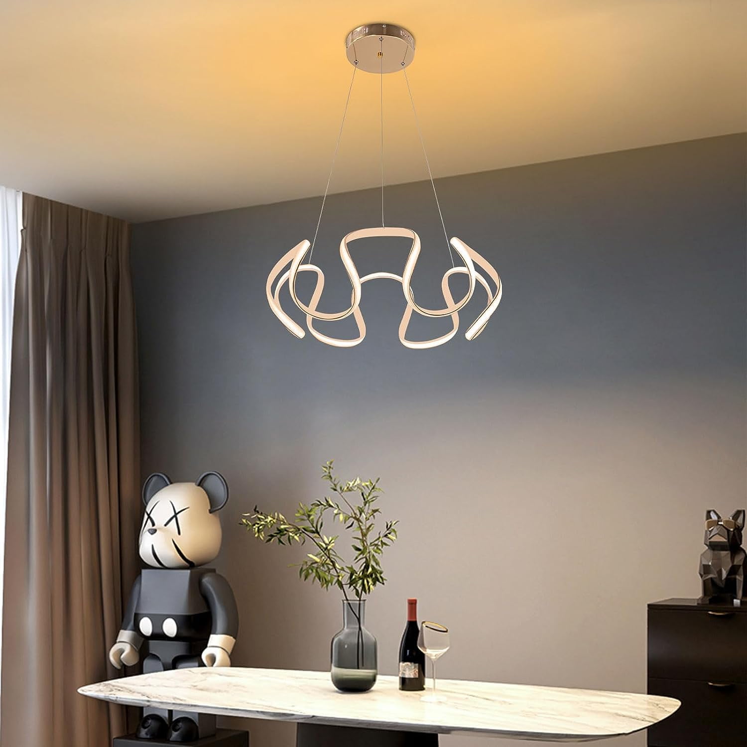 Miumaeov Modern LED Chandelier Irregular Pendant Light 3 Light Colors ...
