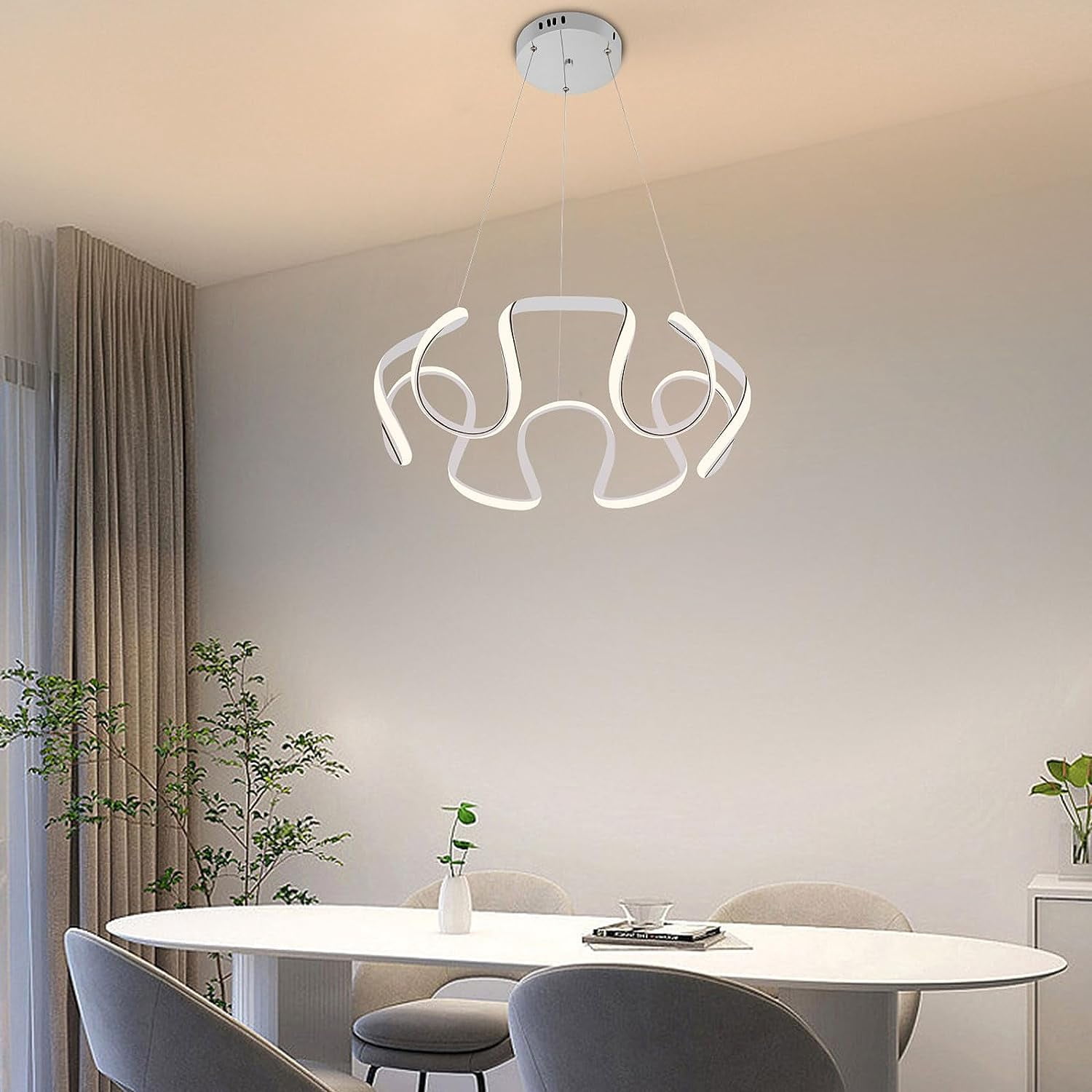Miumaeov Modern LED Chandelier Irregular Pendant Light 3 Light Colors ...