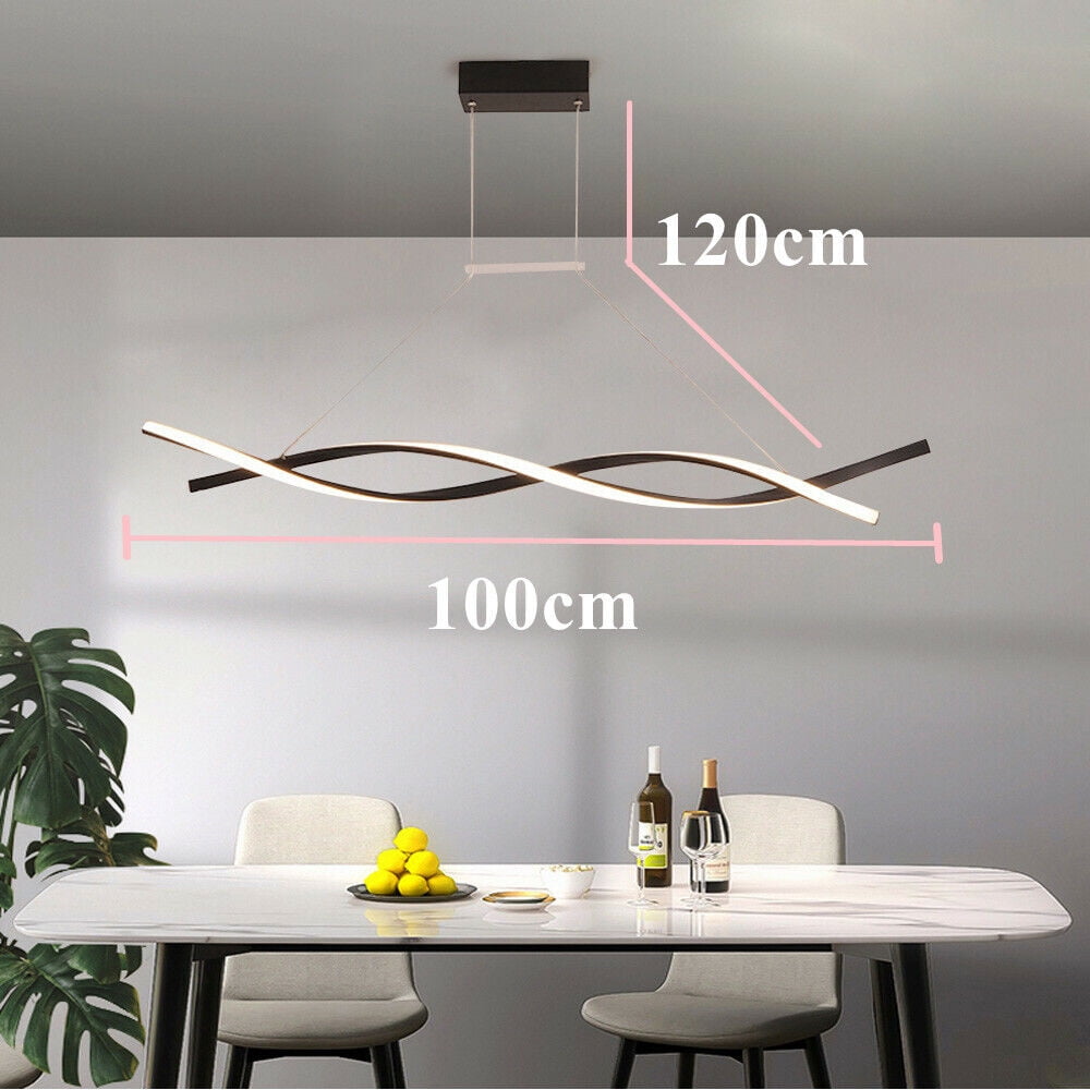 Miumaeov Modern Linear Wavy Ceiling Light Kitchen Island Hanging Lamp ...