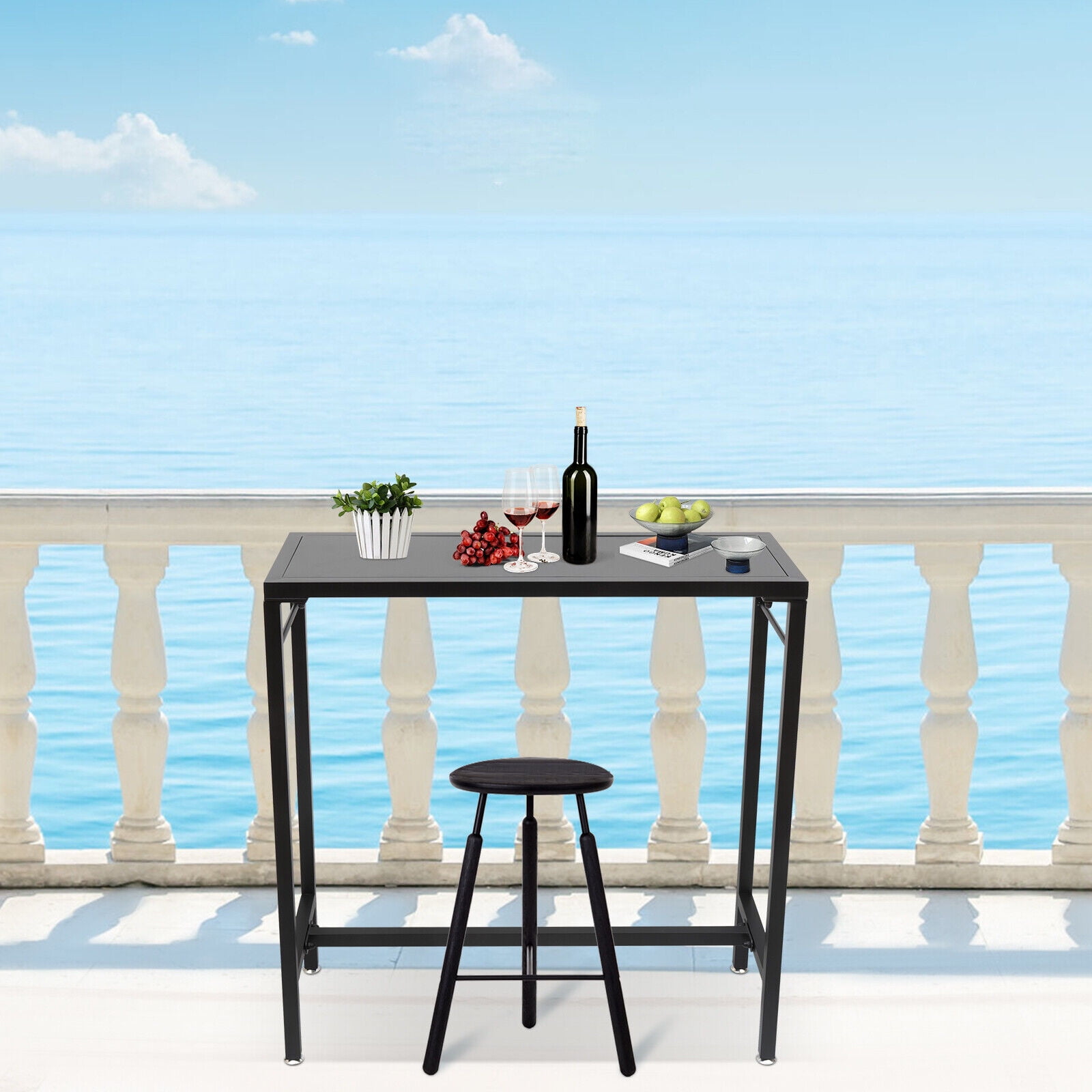 Miumaeov Modern Rectangle High Top Large Metal Pub Bar Table, Counter ...