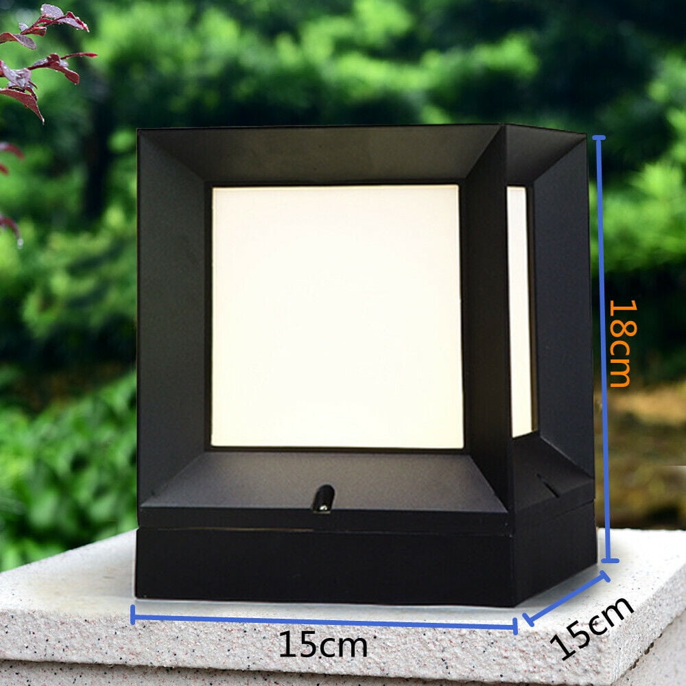 Miumaeov Modern Outdoor Garden Path Light Black Square Pillar Lamp ...