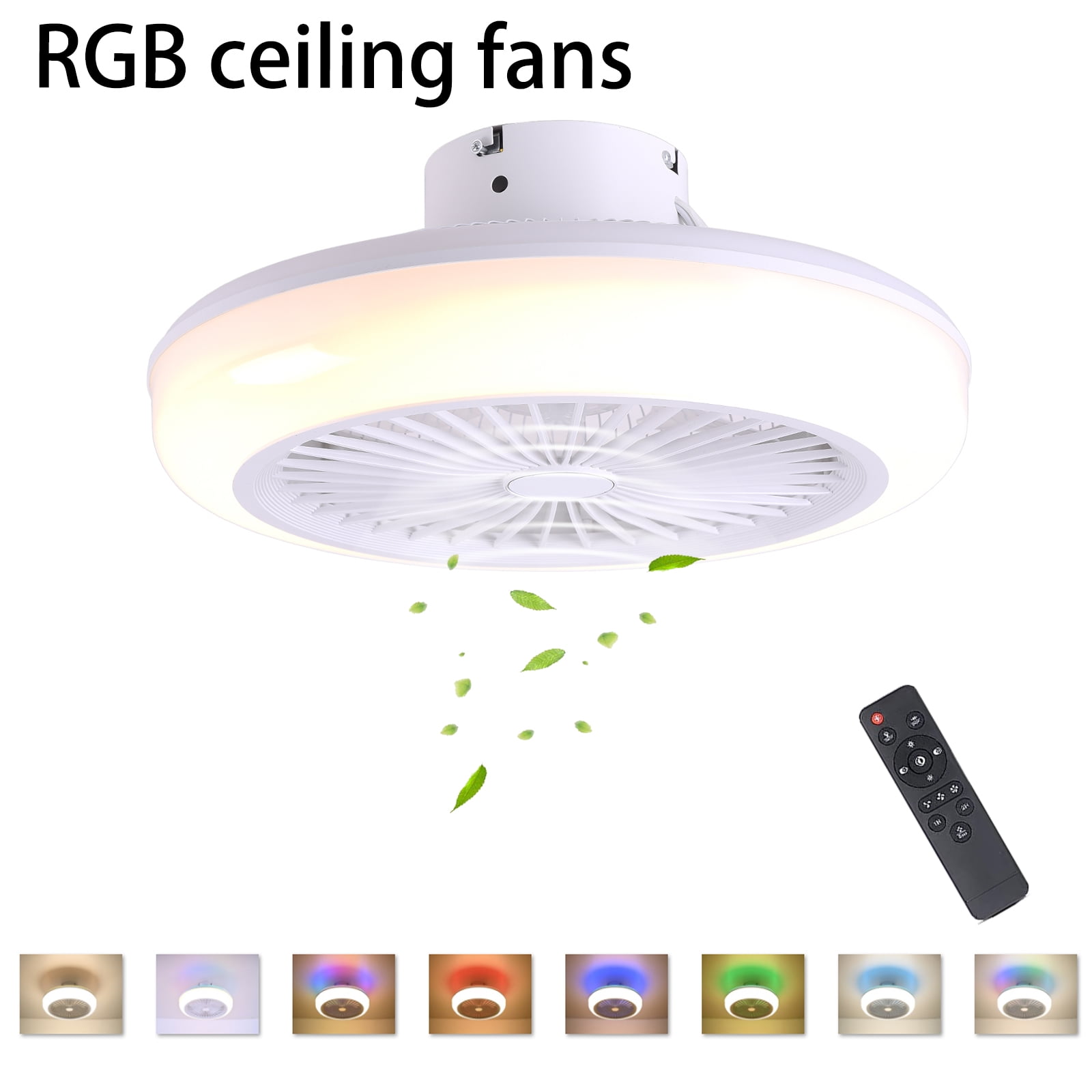 Miumaeov Modern RGB Ceiling Fans with Lights and Remote 18inch Low ...