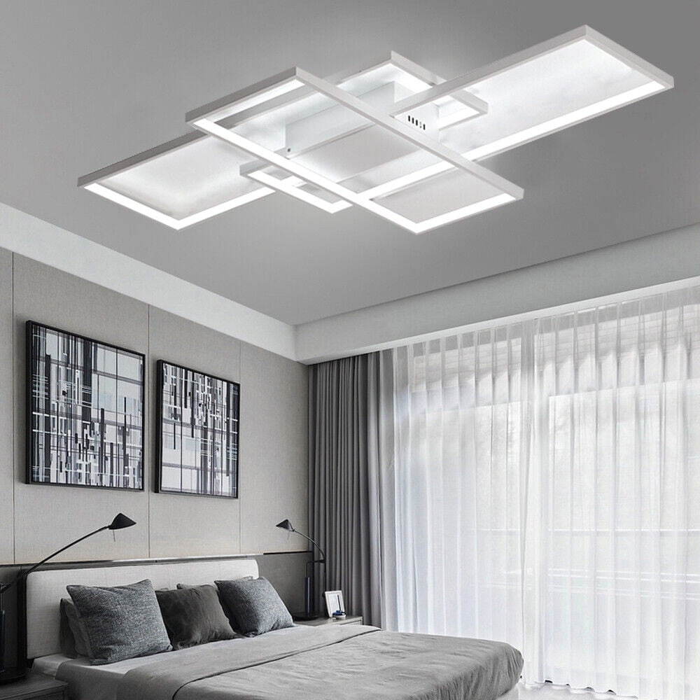 Miumaeov Modern Rectangle Ceiling Light Fixture Acrylic Dimmable LED ...