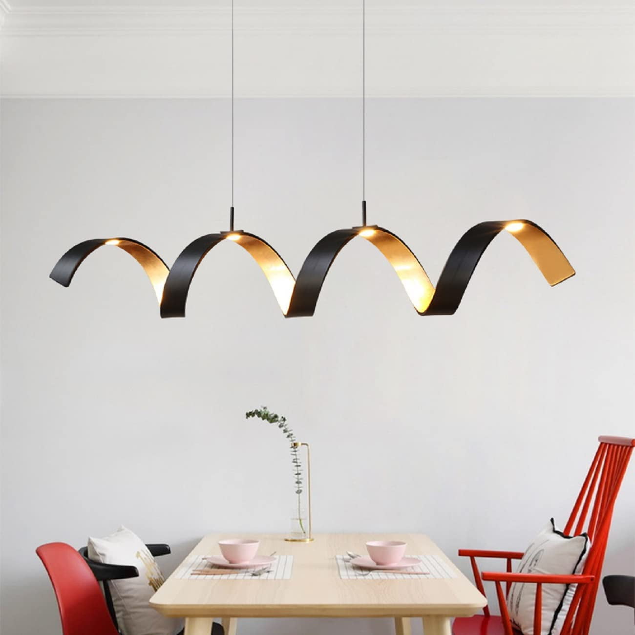Miumaeov Modern Spiral Pendant Lights, LED Chandelier, Adjustable ...