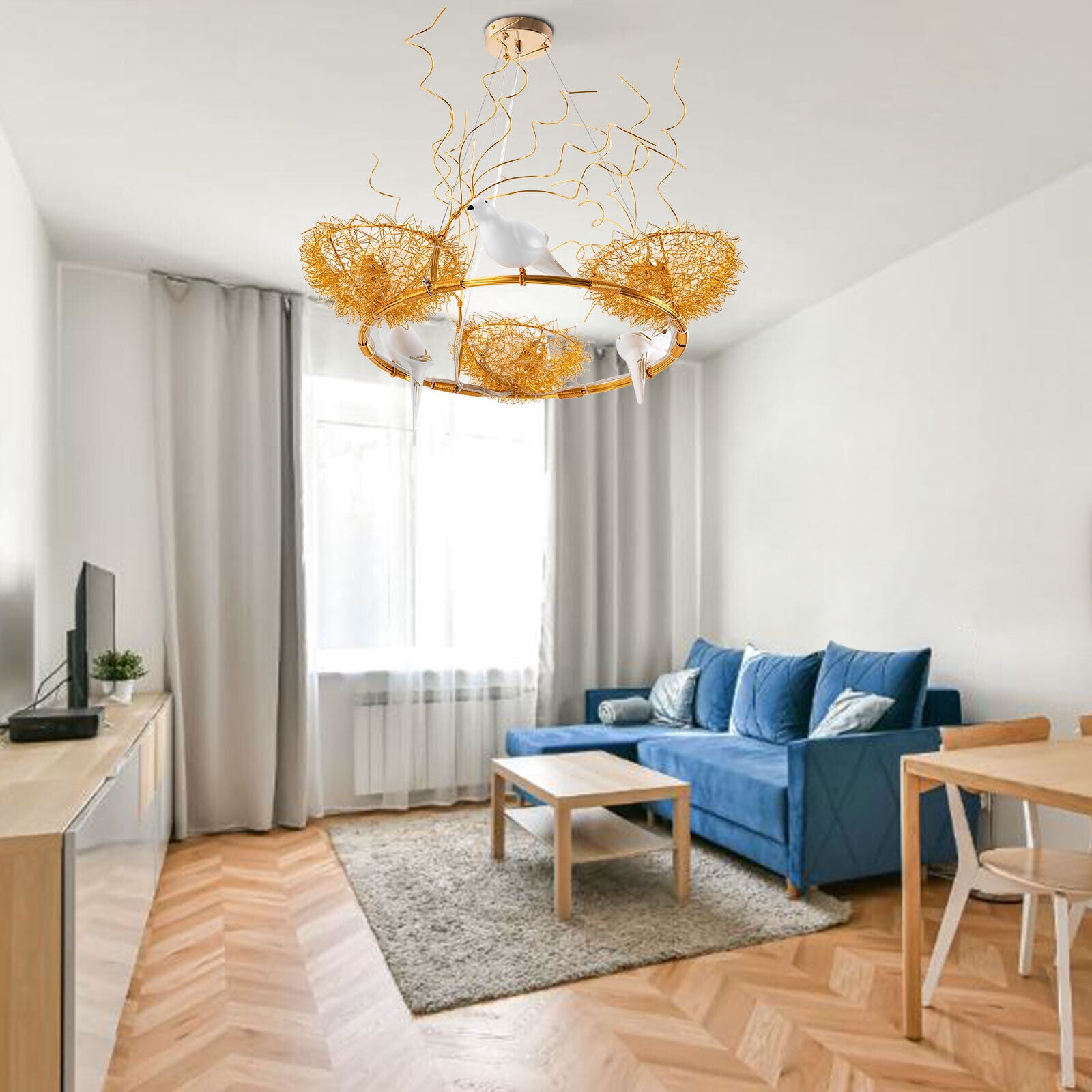 Miumaeov Modern Woven Nests Chandelier 3-Light Hanging Pendant Light ...