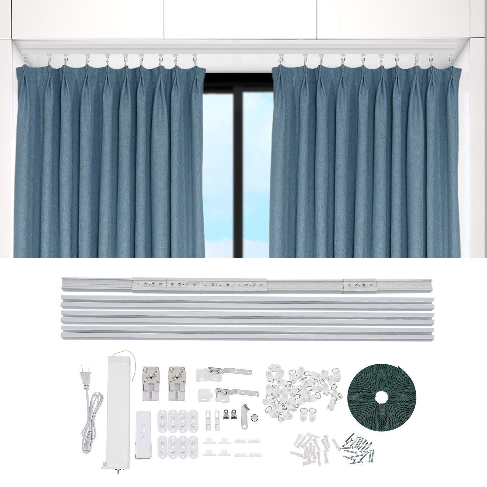 Miumaeov Motorized Curtain Rail 2.16-4.2m Ceiling Mounting Electric ...