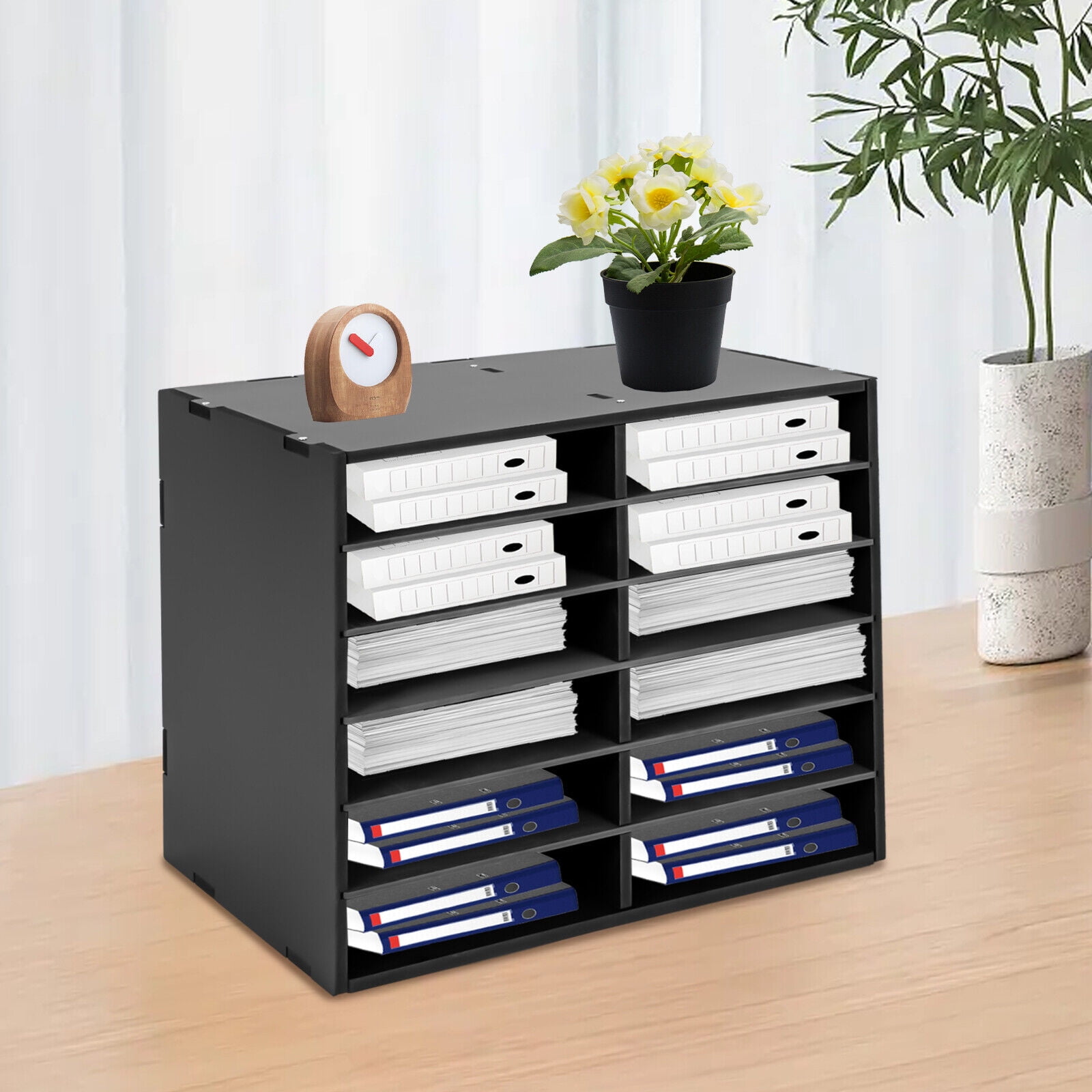 Miumaeov Office Desk Desktop Organizers 12 Slots Wooden Accessories ...