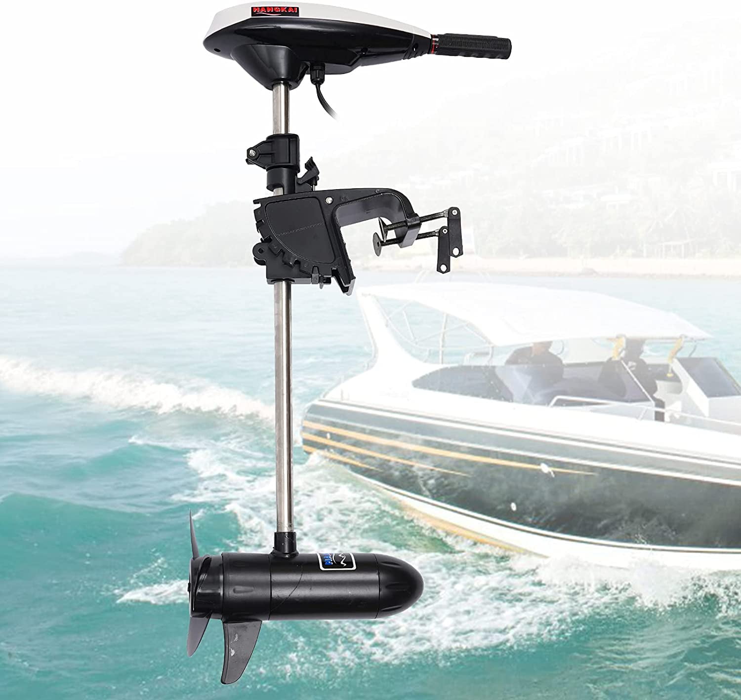 Miumaeov 12V 45LBS Thrust Electric Outboard Boat Trolling Motor, Water Propeller for Inflatable ...