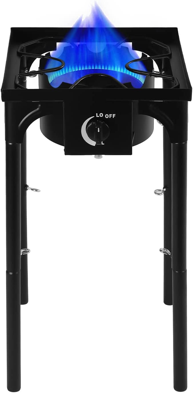 Miumaeov Outdoor Camp Stove Propane Gas Cooke Single Burner 100,000BTU, Standing Camping Cooking ...