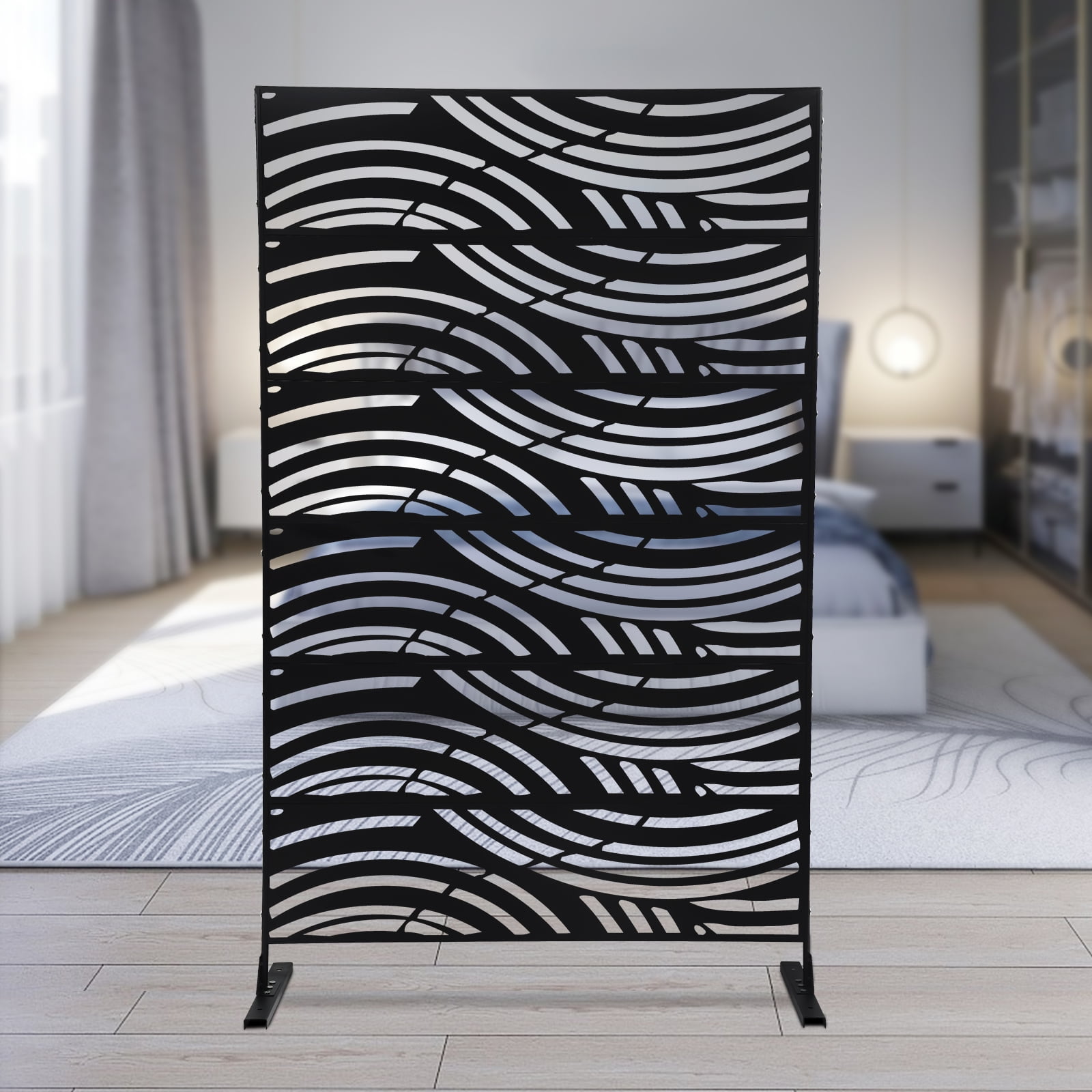 Miumaeov Outdoor Privacy Screen Panels 3.7FT×6FT Freestanding Metal ...