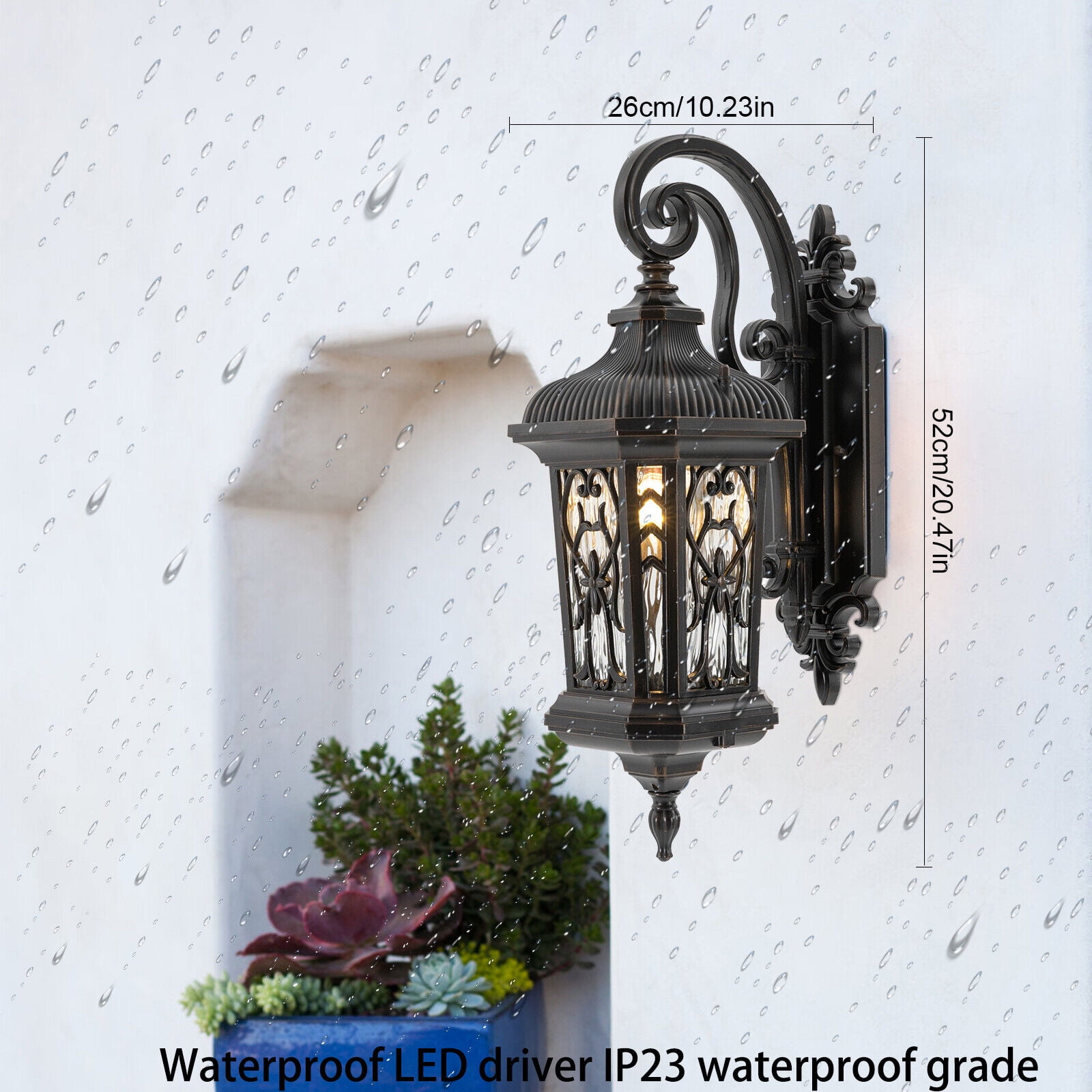 Miumaeov Outdoor Wall Lighting Garden Wall Light Lamp for Home Porch Wall Lantern 100W Black ...