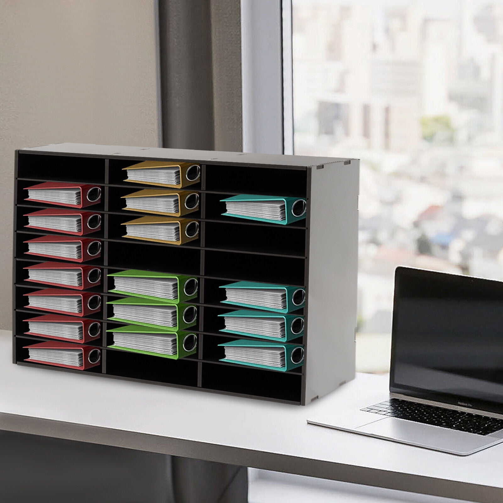 Miumaeov PVC 24 Slots Desktop Organizer File Holder Letter Document ...