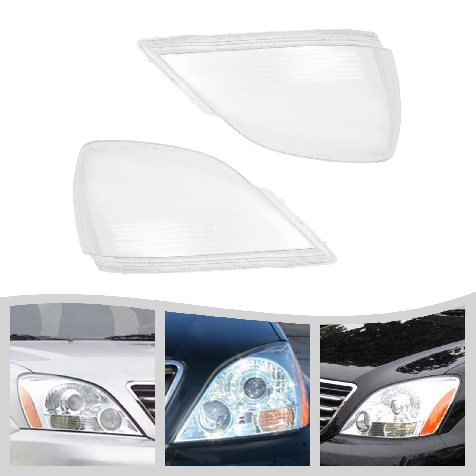 Miumaeov Pair Front Headlight Lens Covers Left & Right Side Headlamp ...