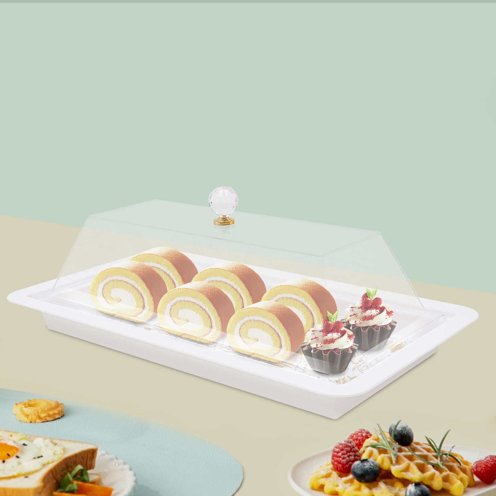 Miumaeov Pastry Display Case with Lid Clear Acrylic Bakery Display Case ...