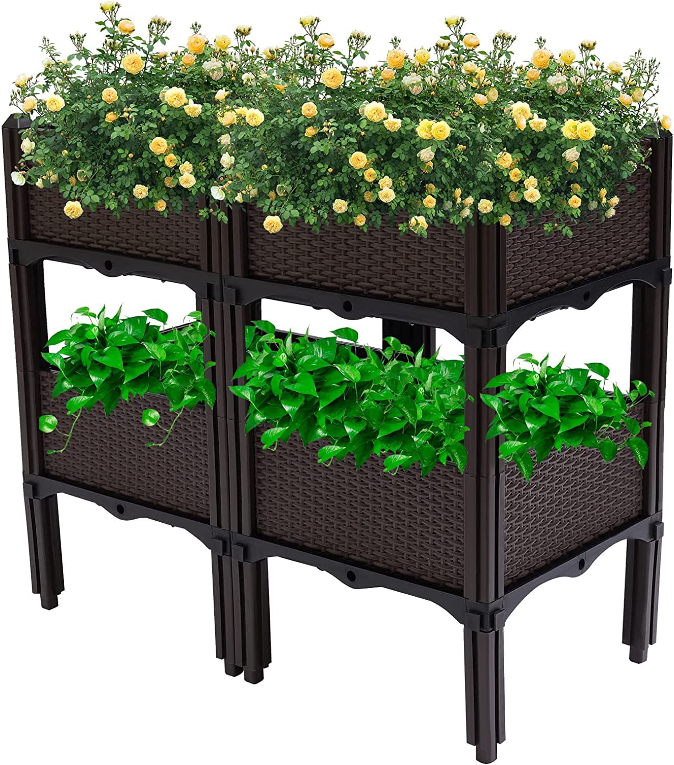 Miumaeov Plastic Raised Garden Bed Flower Planter Box Elevated Bed ...