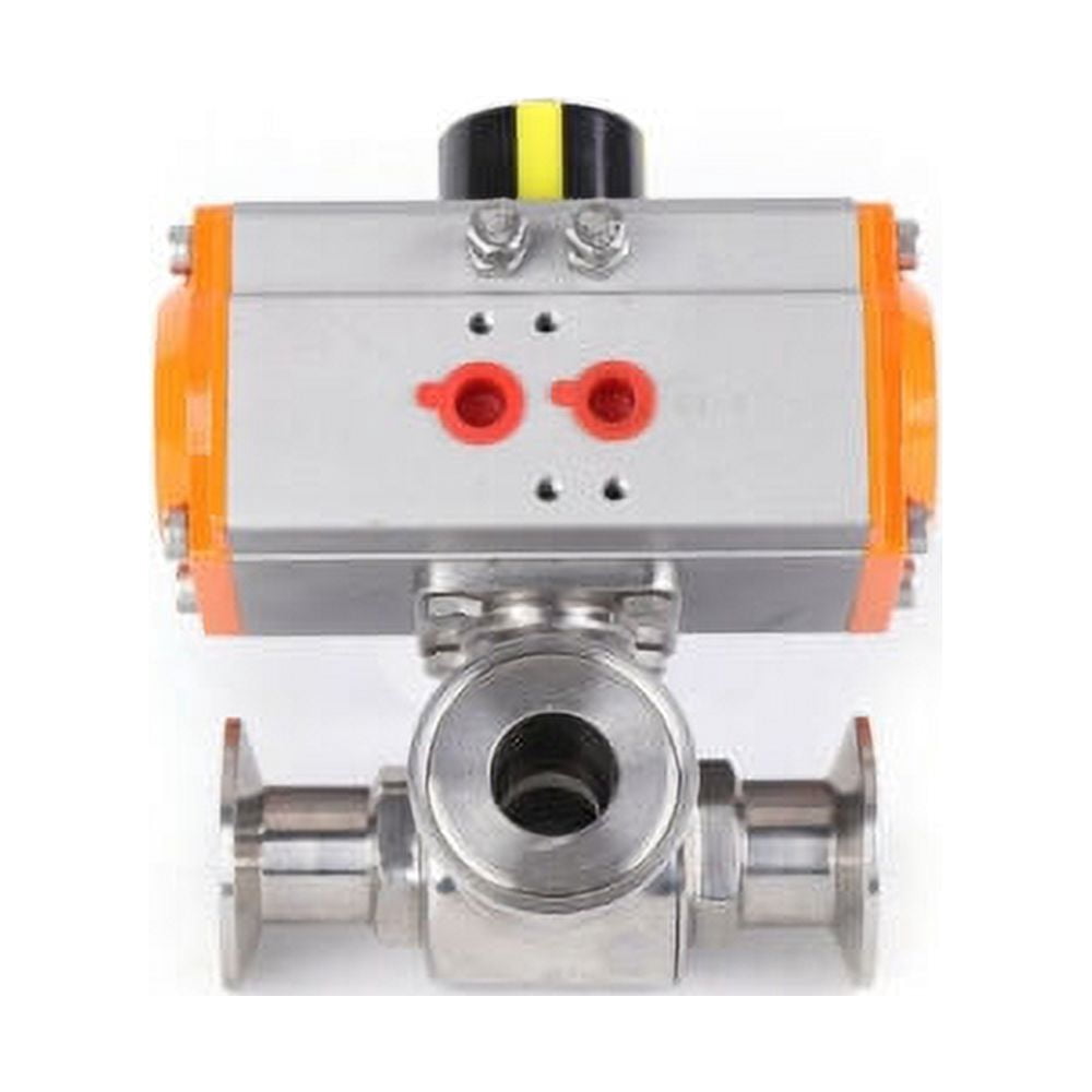 Miumaeov Pneumatic Actuated Ball Valve 1 inch 3-Way T-Port Stainless ...