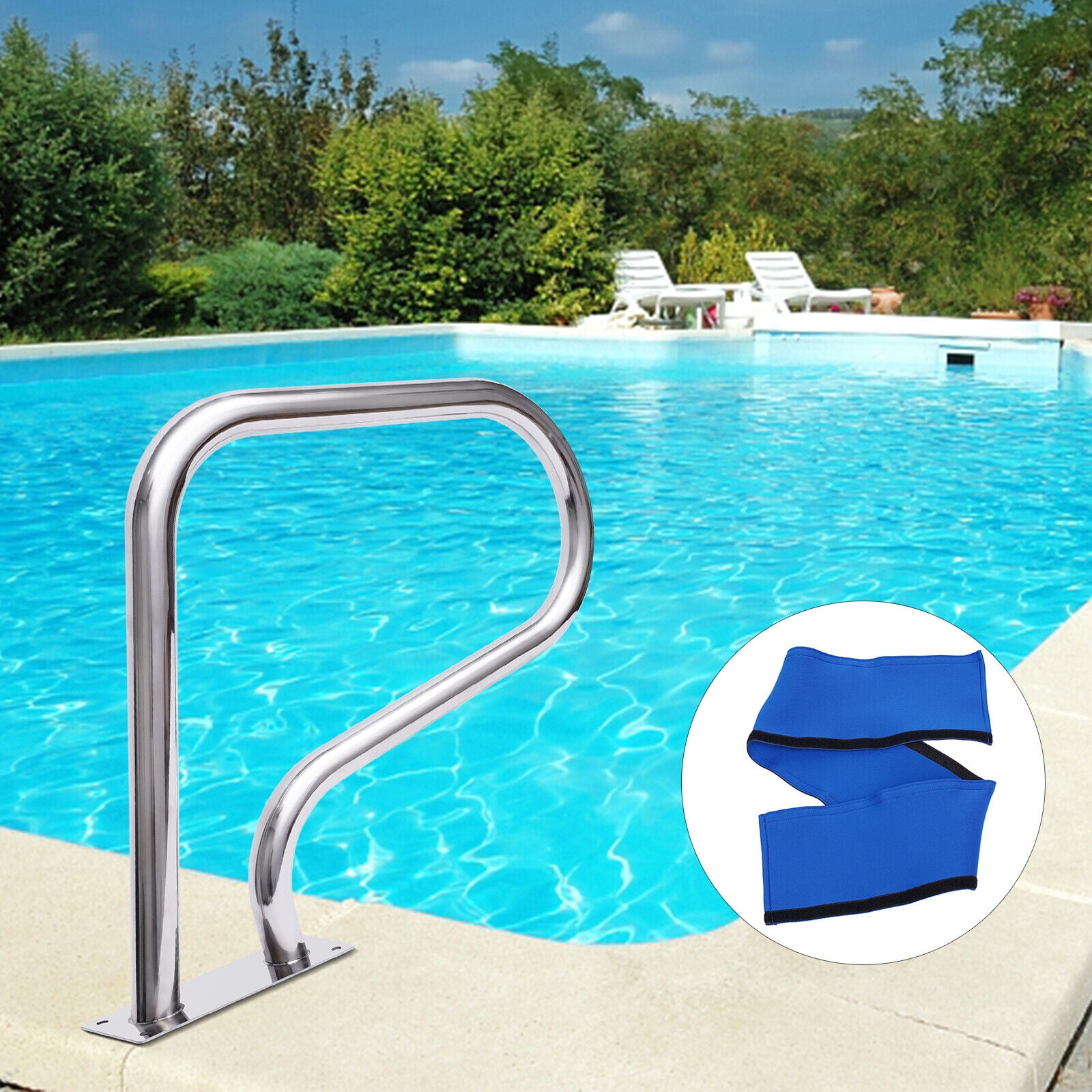 Miumaeov Pool Rail Pool 304 Stainless Steel 264lbs Load Capacity Silver ...