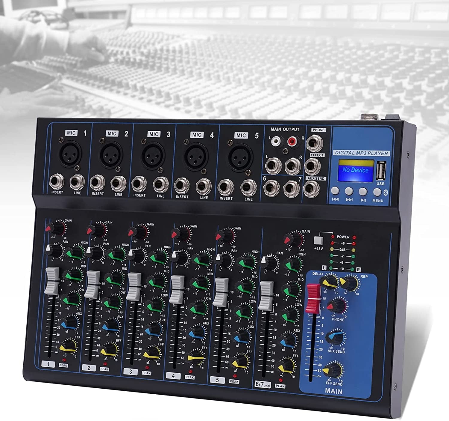 Miumaeov Portability 7-channel Mixer with Monitor Function LCD Display ...