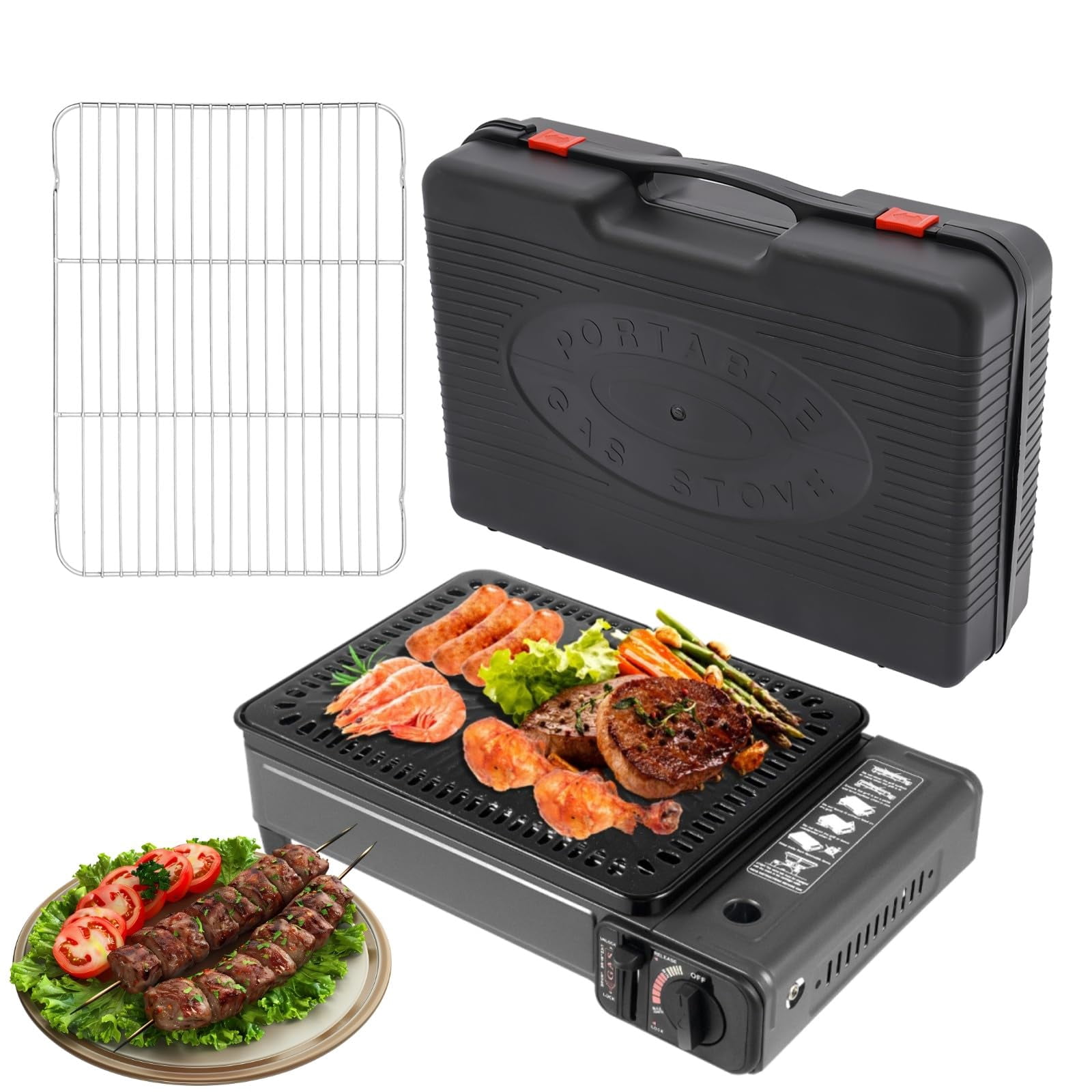 Miumaeov Portable Butane Stove with Grilling Net & Case, Compact ...