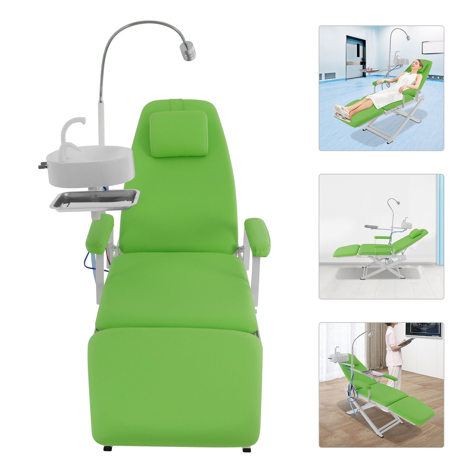 Miumaeov Portable Dental Chair Folding Mobile Chair Bed Tilt with LED ...