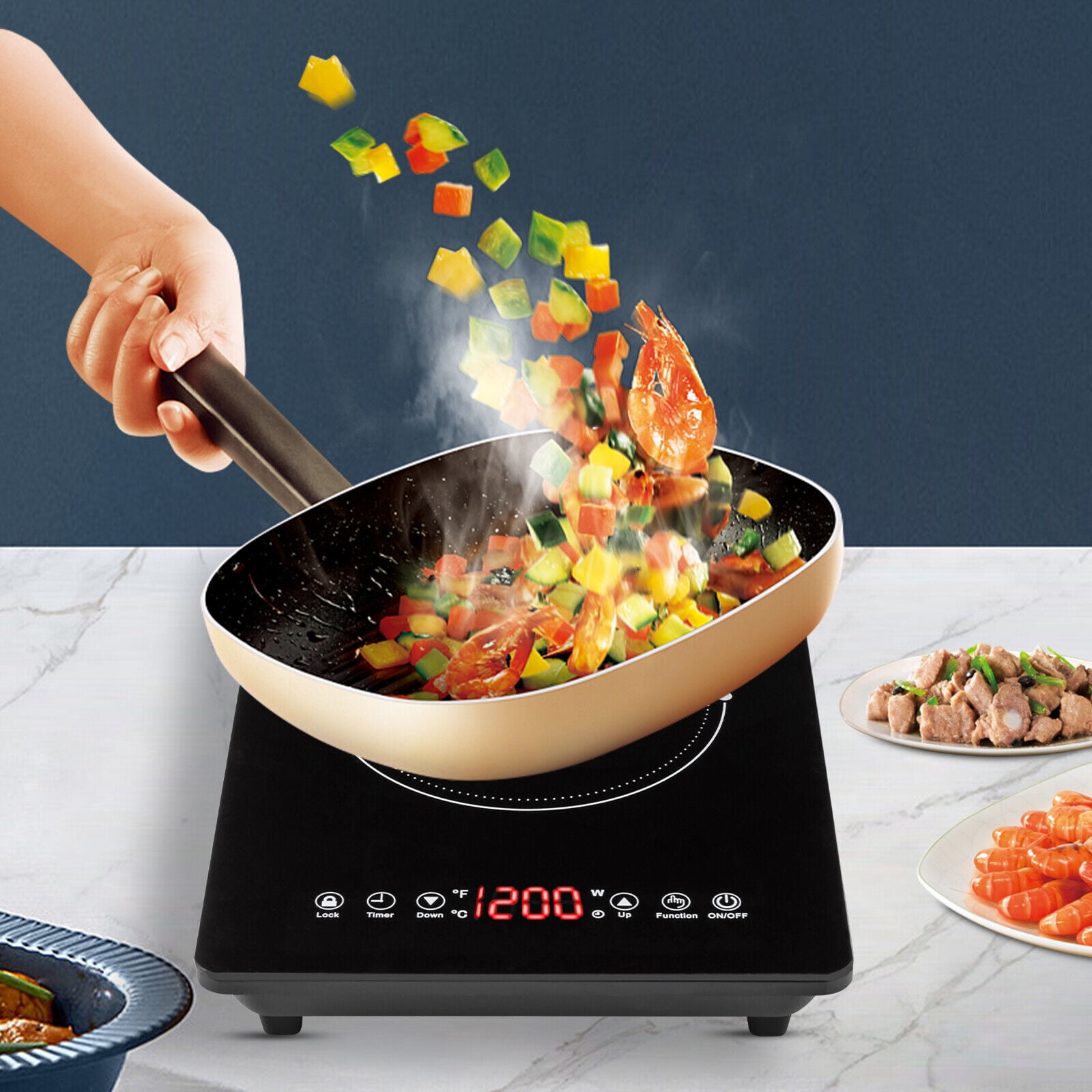 Miumaeov Portable Digital 1800W Electric Induction Cooktop Cooker ...