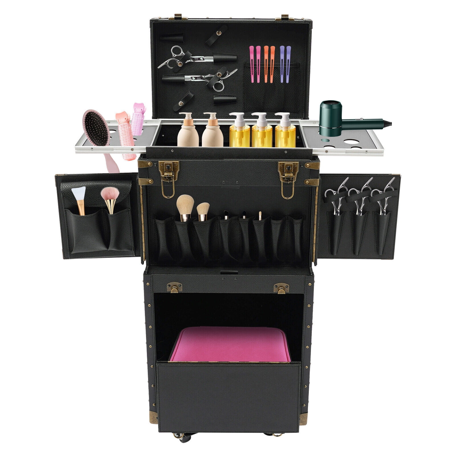 Miumaeov Portable Rolling Makeup Train Case Stylist Hairdressing Case ...