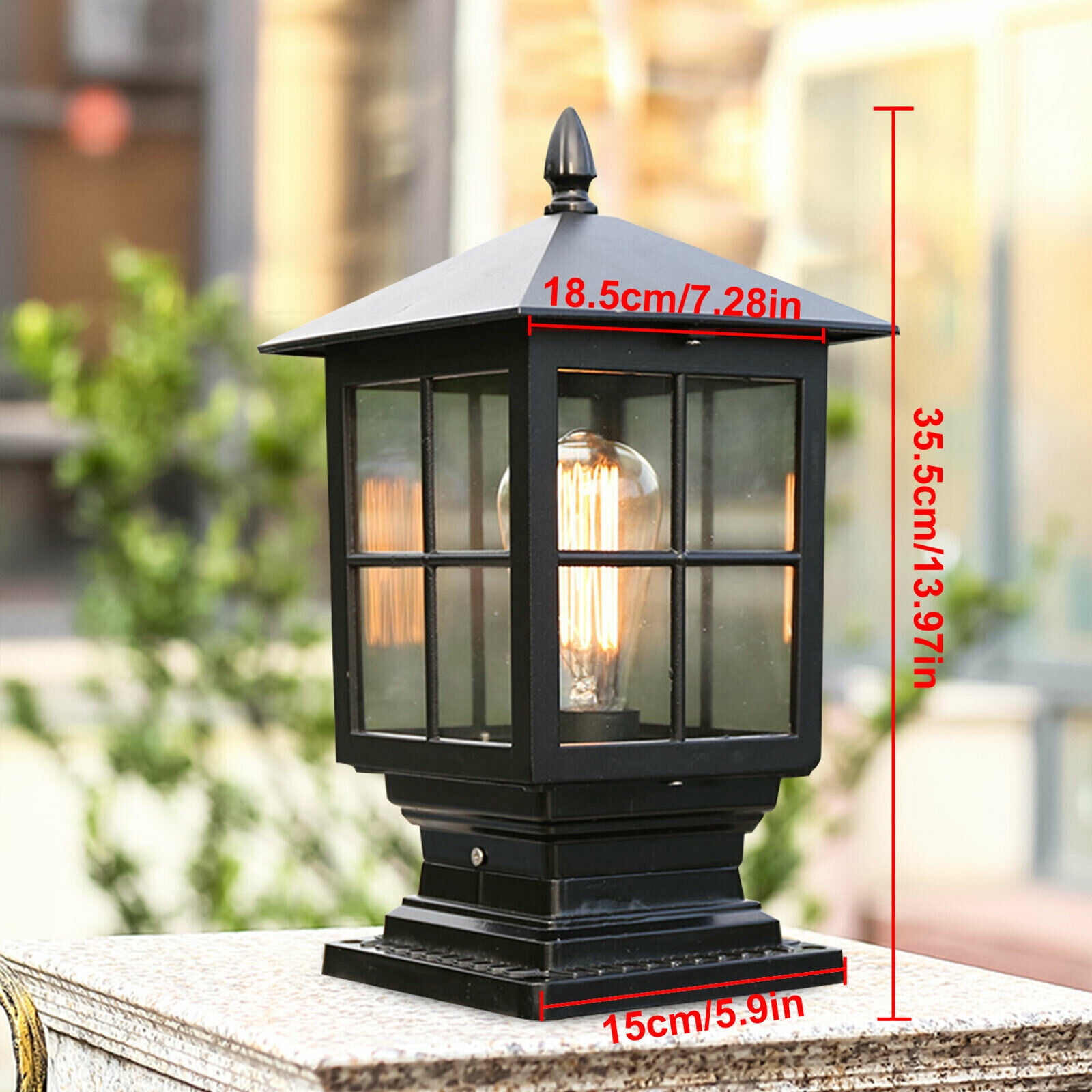 Miumaeov Post Pole Light Outdoor Garden Fence Yard Pillar Set Lantern ...