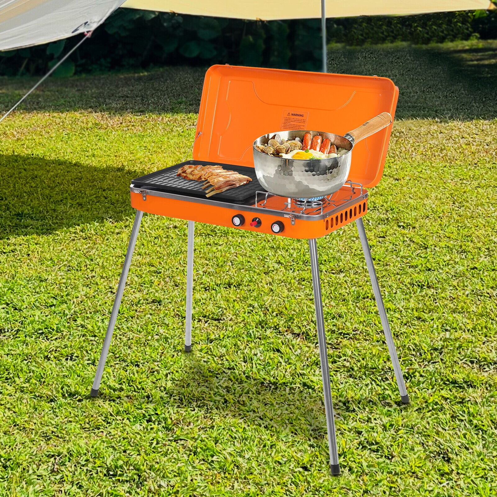 Miumaeov Professional Outdoor Double Burner Portable Cooker Bbq Grill W ...