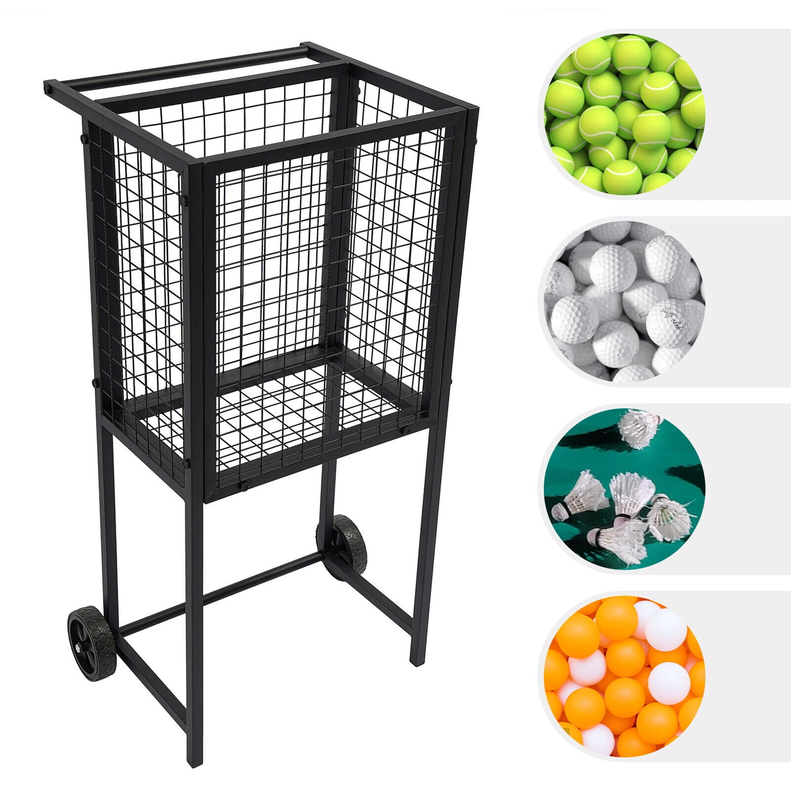 Miumaeov Professional Tennis Ball Cart Rolling Cart Storage Trolley For ...