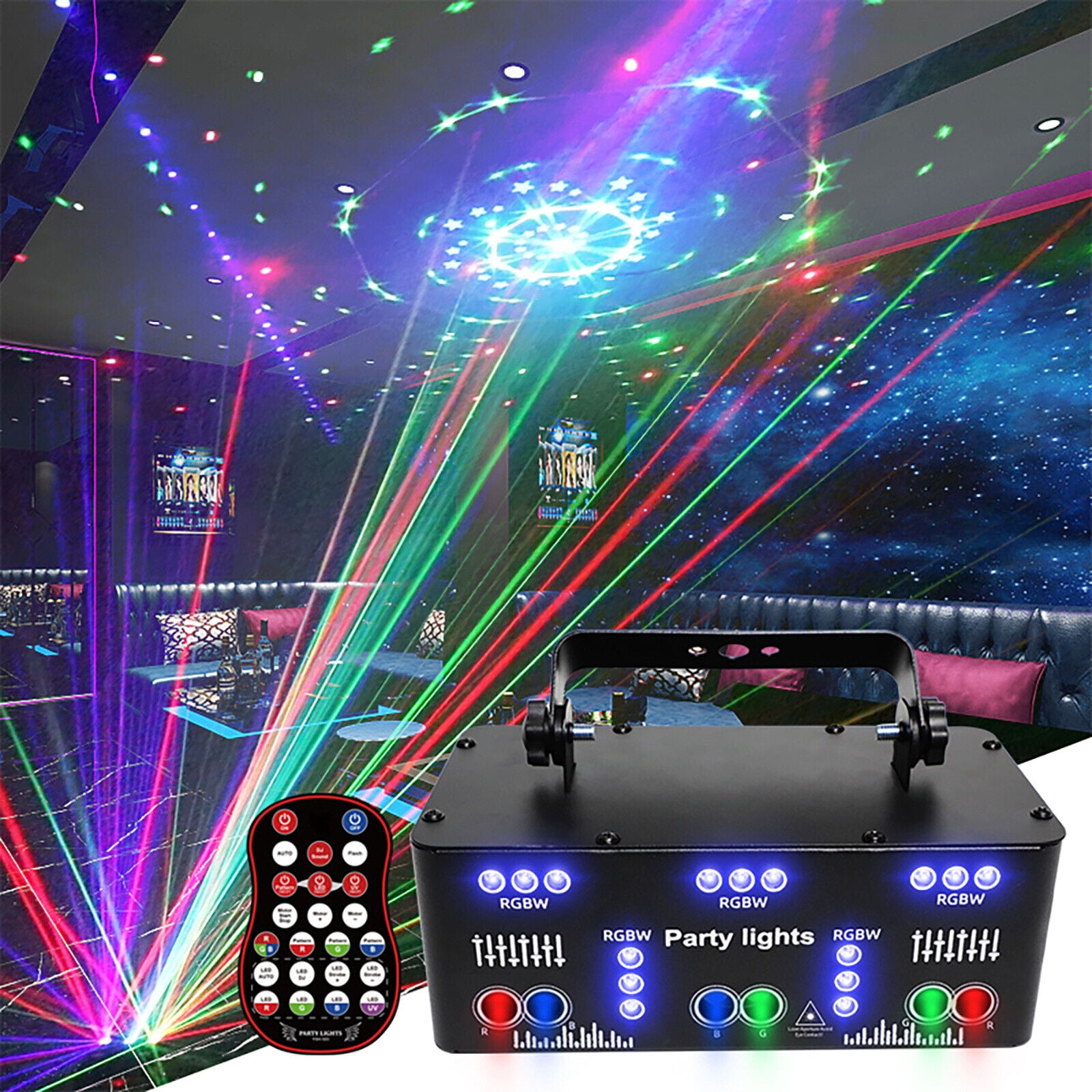 Miumaeov Proffessional DJ Party Light 21 Lens RGB UV Disco Show Strobe ...