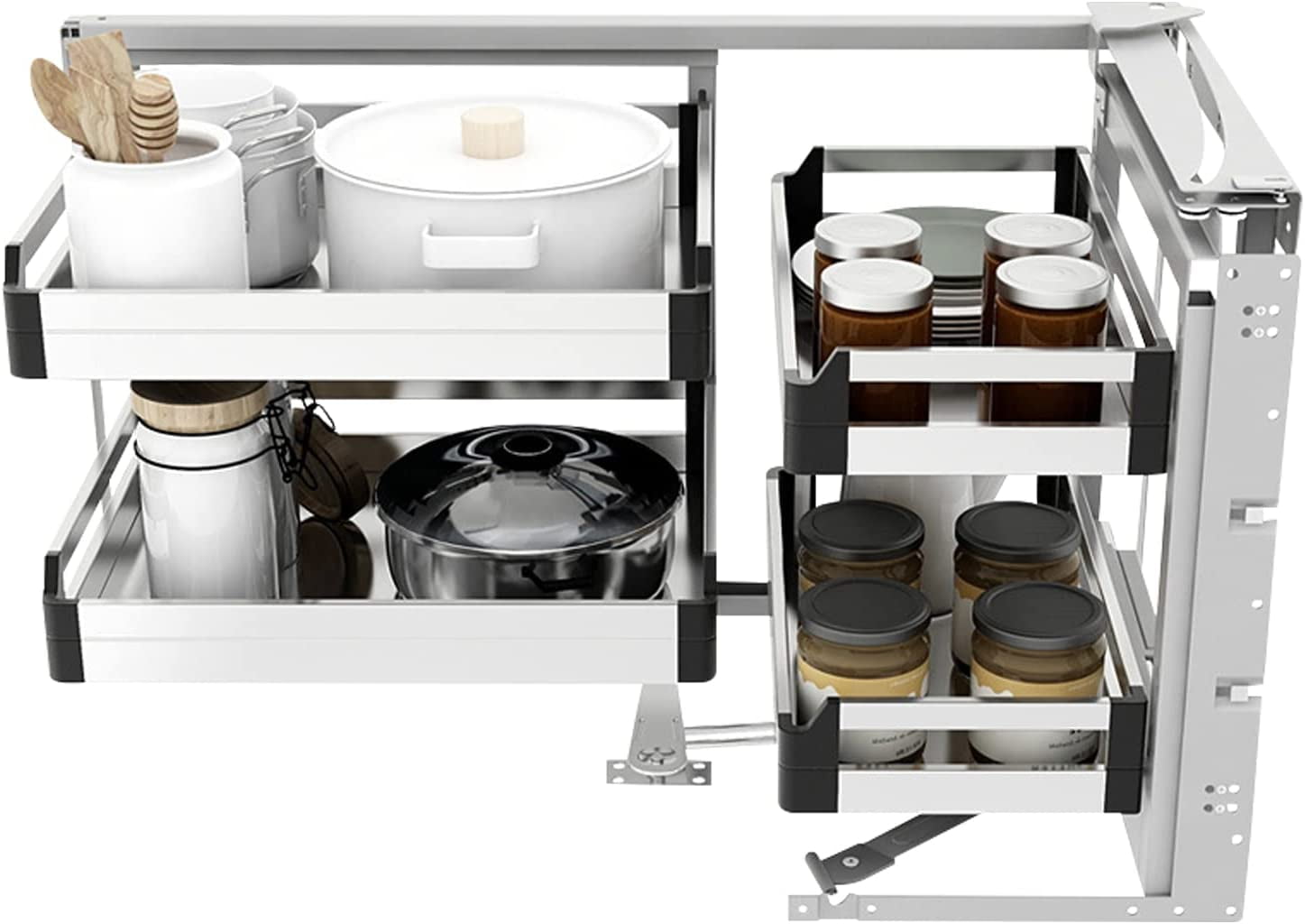 Miumaeov 2-Tier Pull Out Cabinet Organizer, Kitchen Corner Storage ...