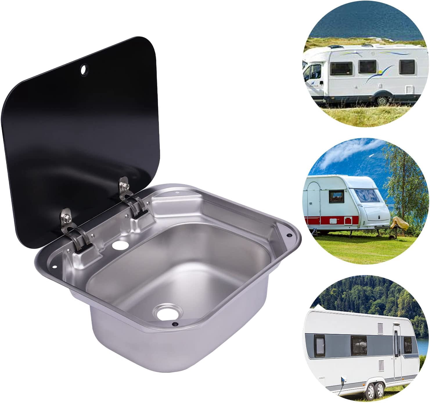 Miumaeov RV Kitchen Sink Stainless Steel Hand Wash Basin Sink With ...