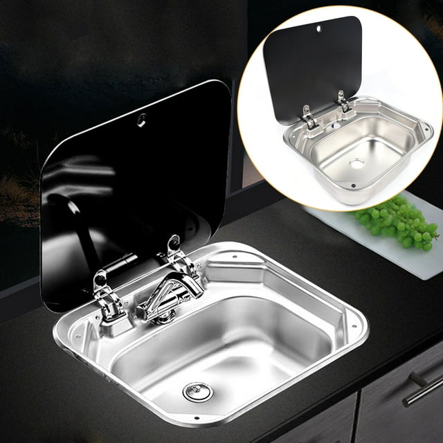 Miumaeov Portable RV Sink with Folding Faucet, Stainless Steel Basin ...