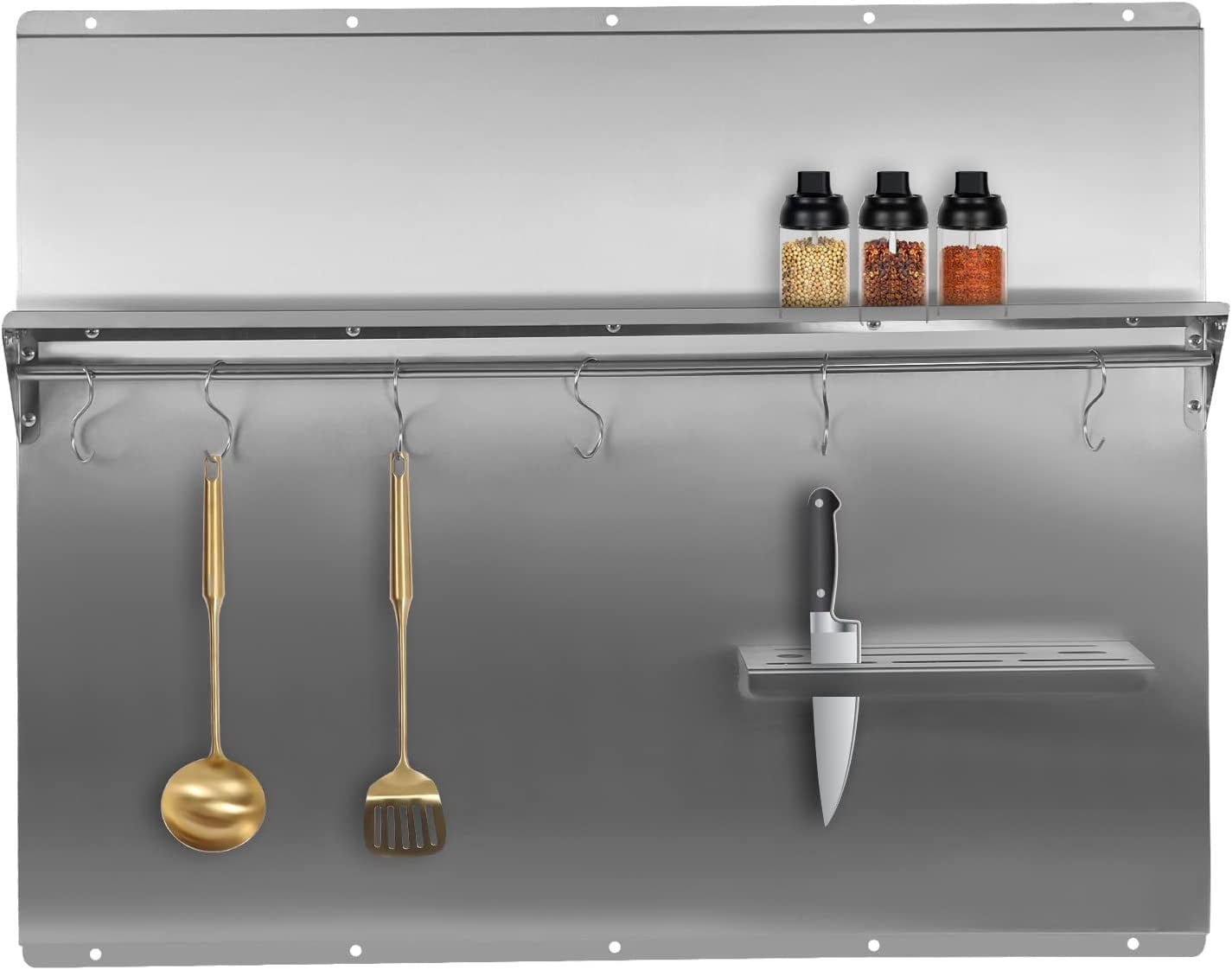 Miumaeov Range Hood Backsplash with Shelf and Rack,Stainless Steel ...