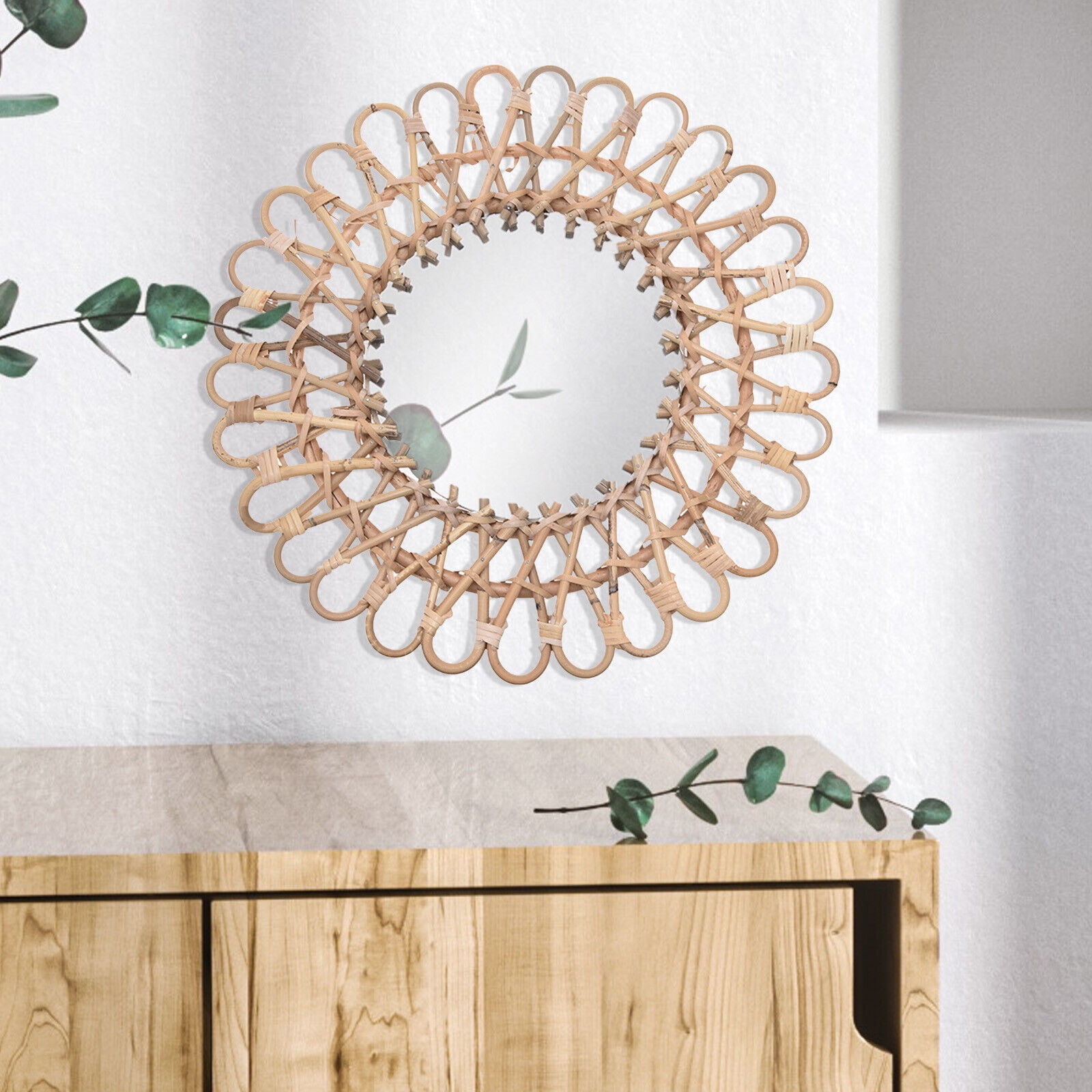Miumaeov Rattan Sunflower Mirror, Round Wall Decor for Living ...