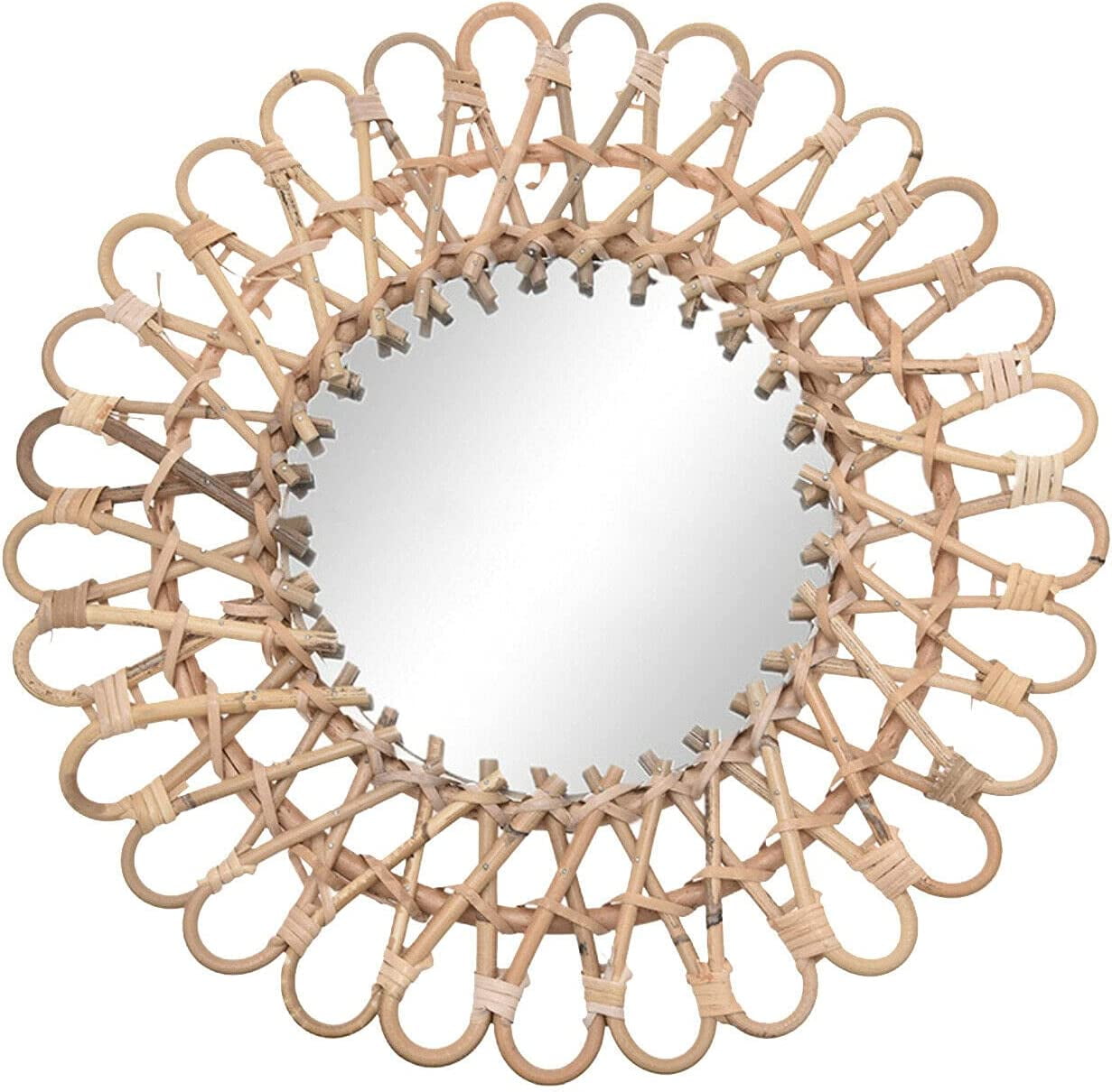 Miumaeov Rattan Wall-Mounted Mirror Original Rattan Sunflower Round ...