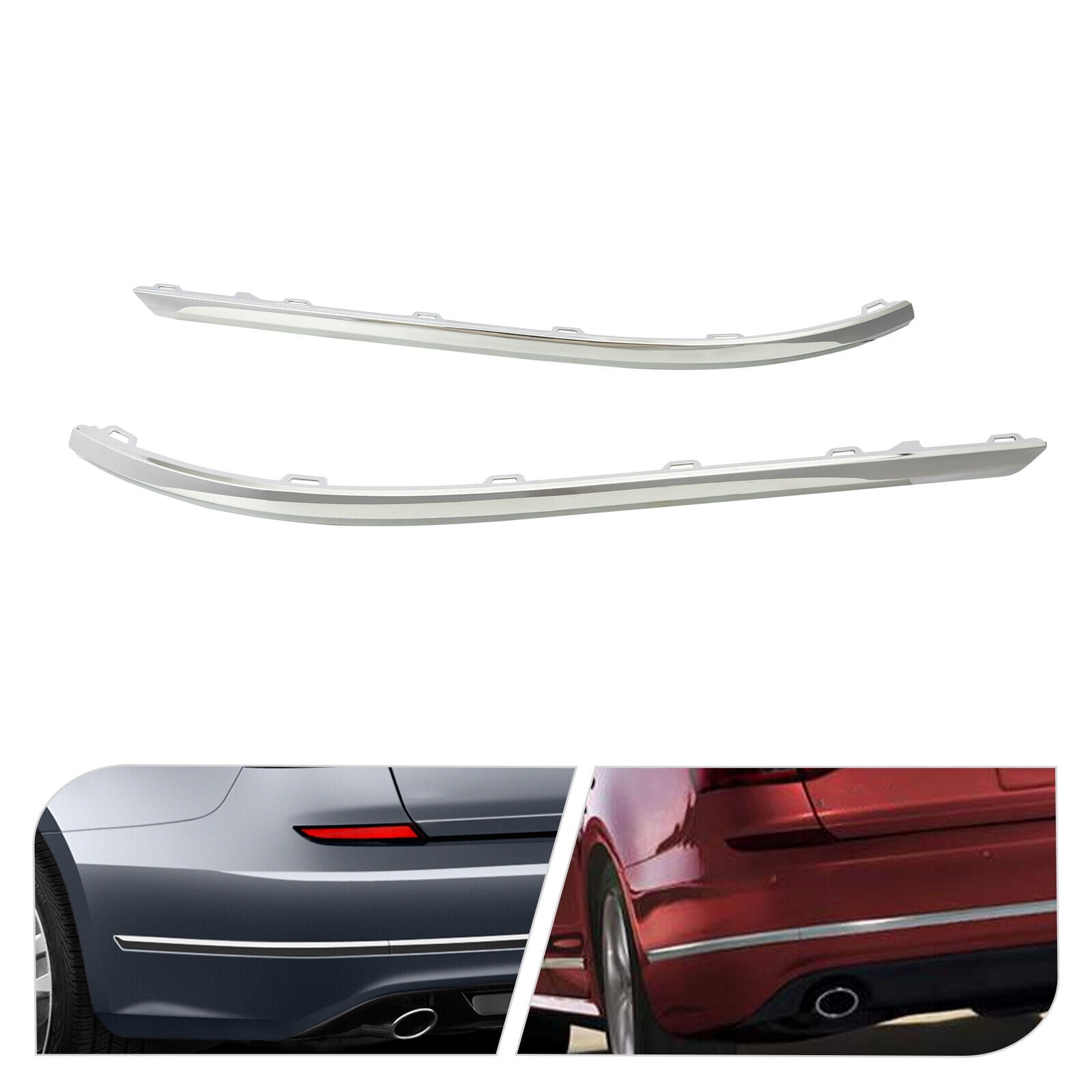 Miumaeov Rear Bumper Left & Right Chrome Molding Trims For Volkswagen ...