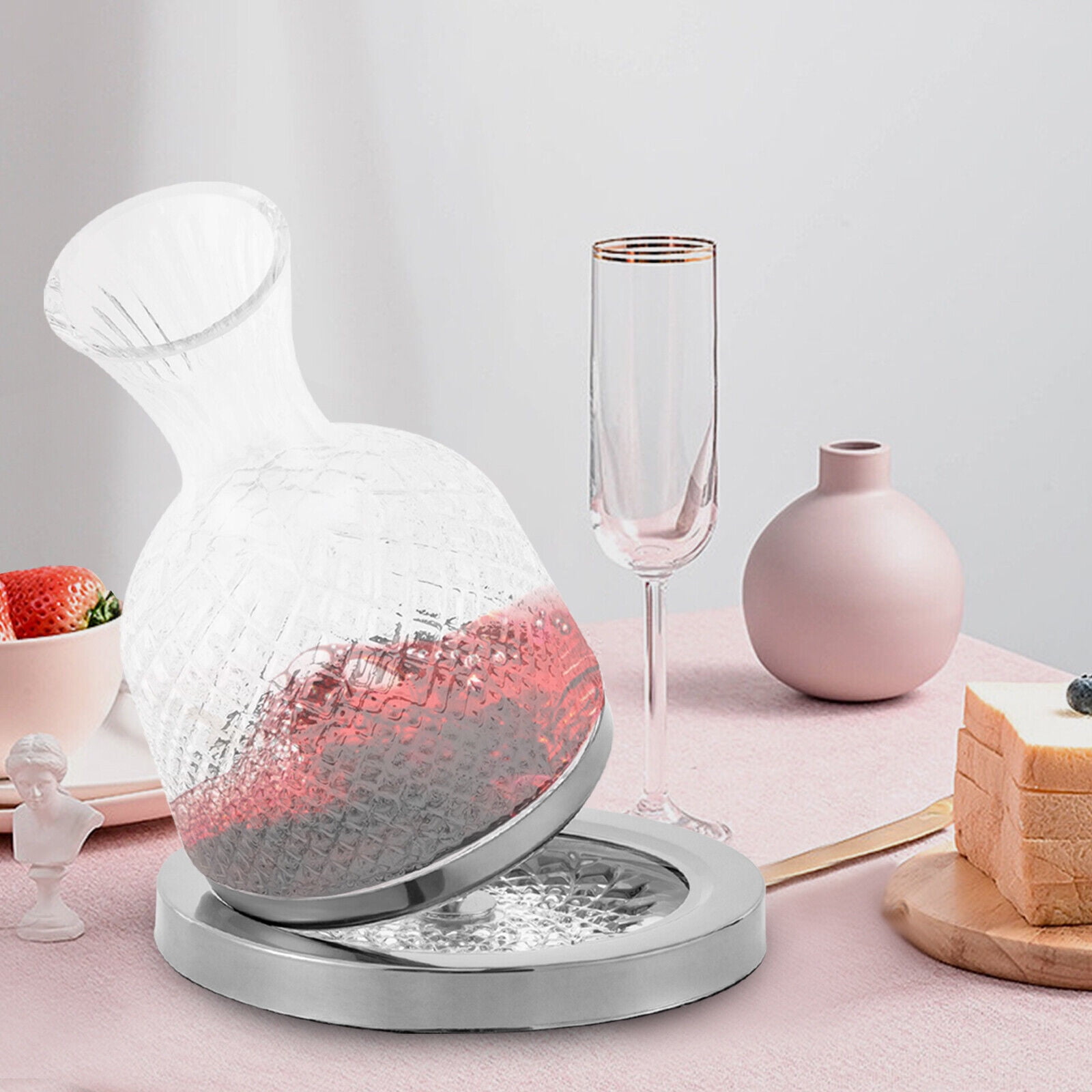 Miumaeov Red Wine Decanter Set 360°Rotation Thickened Crystal-Glass ...