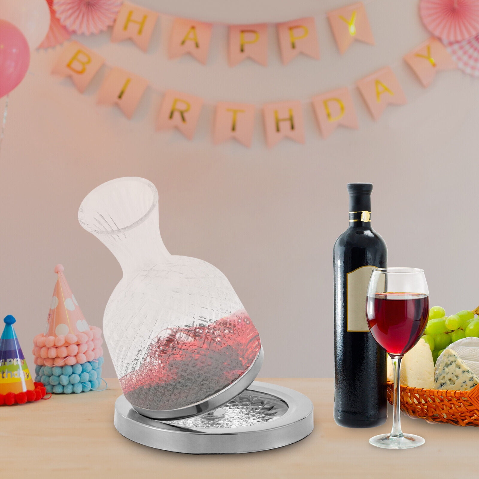 Miumaeov Red Wine Decanter Spinning Crystal Whiskey Decanter Crystal ...