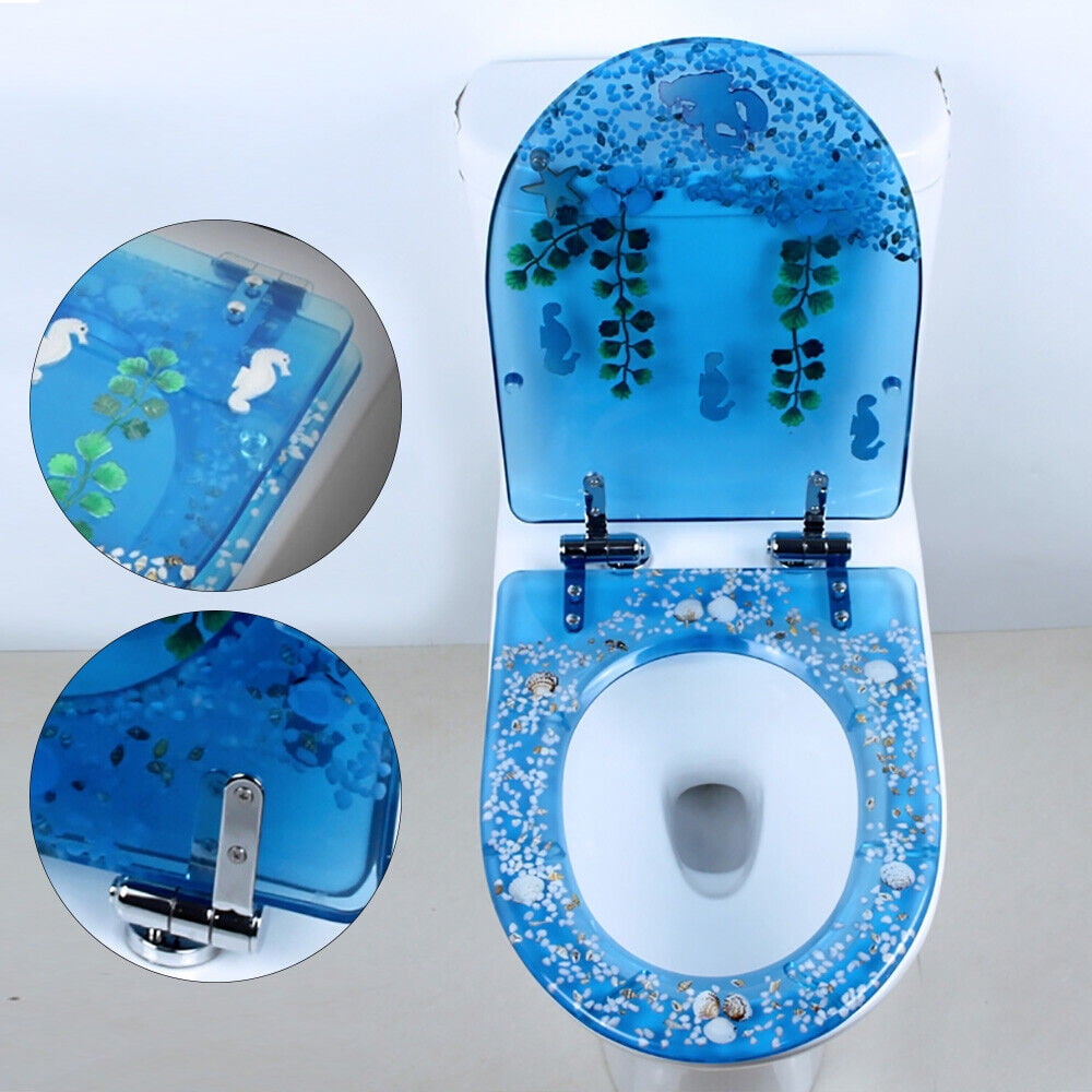 Miumaeov Resin Toilet Seat, U/V Type, Sea Fish Shells, Transparent ...