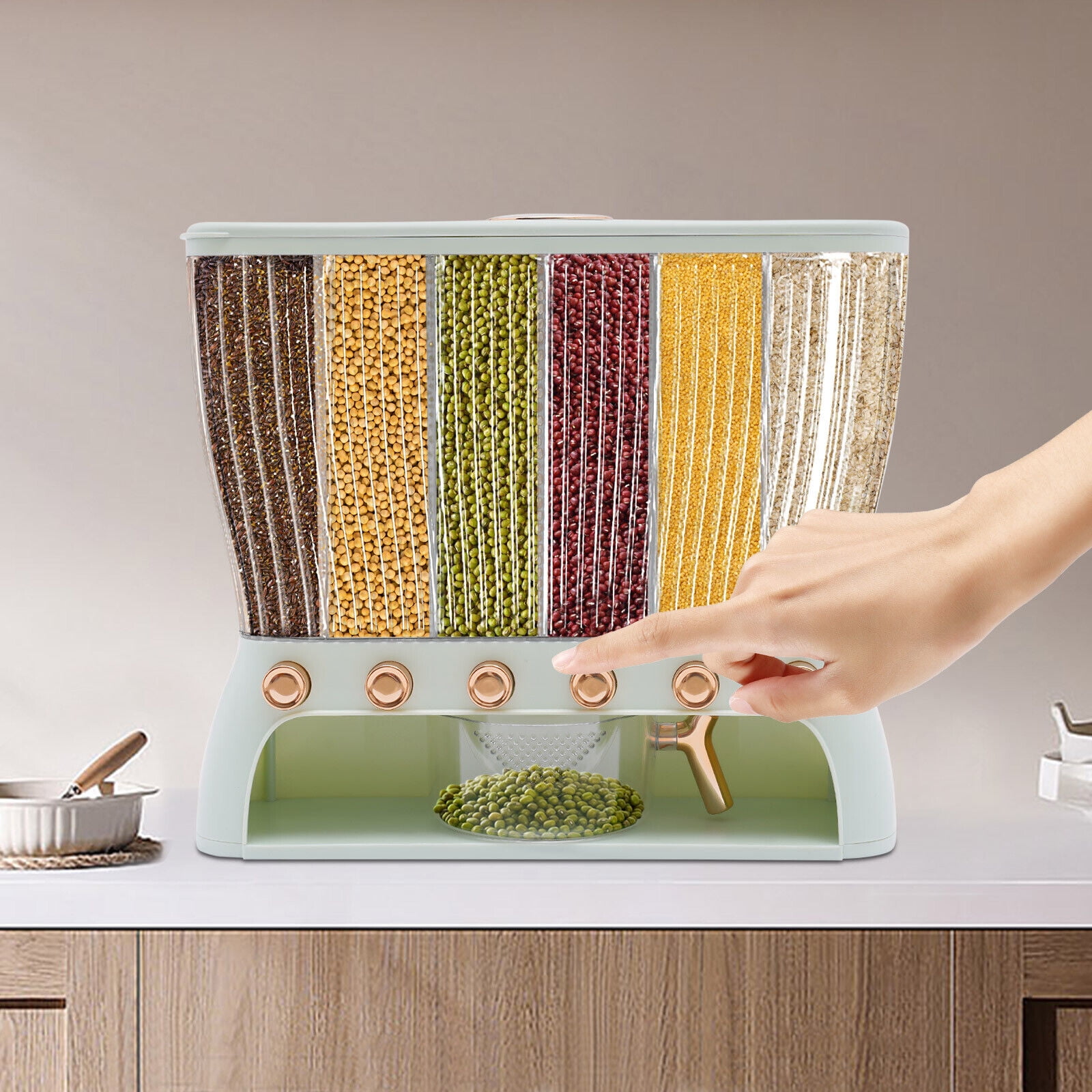 Miumaeov Rice and Dry Food Dispenser 22.05lbs Kitchen Transparent ...