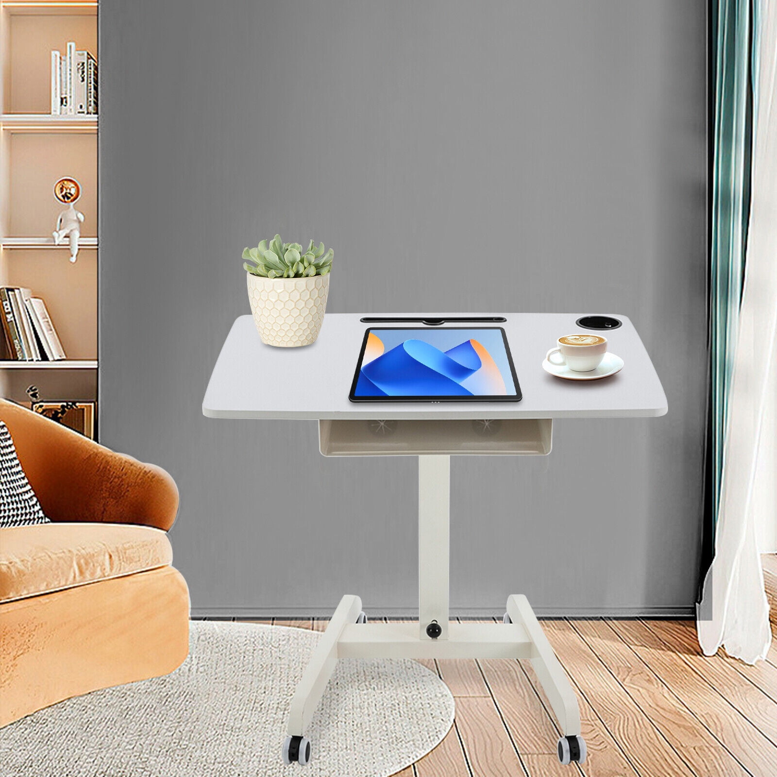 Miumaeov Rolling Height Adjustable Laptop Sofa Desk Overbed Food Tray ...