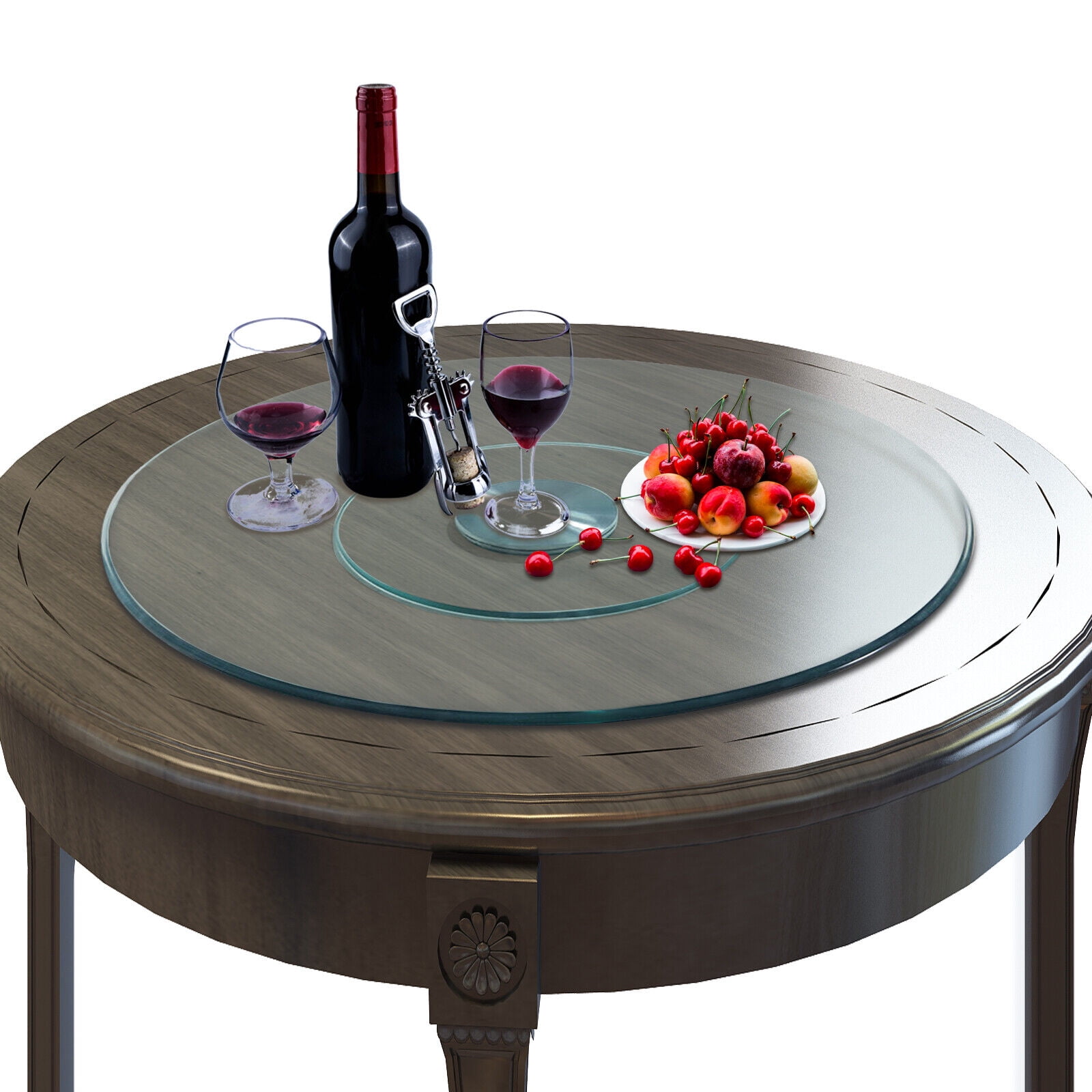 Miumaeov Round Tempered Glass Turntable Dining Table Centerpiece Large ...