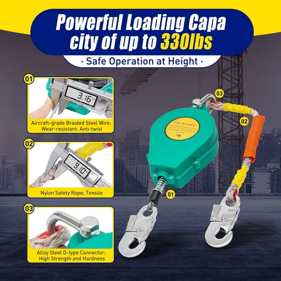 Miumaeov Self Retracting Lifeline, 23ft Portable Self Retracting ...