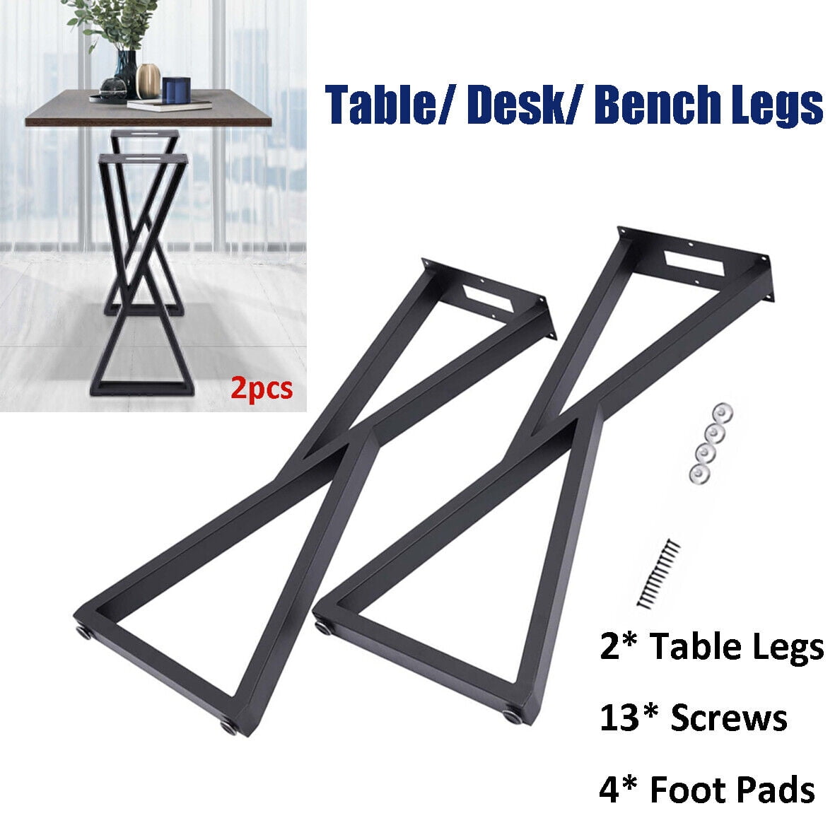 Miumaeov Set of 2 Metal Table Legs 32" Industrial Style Coffee Table ...