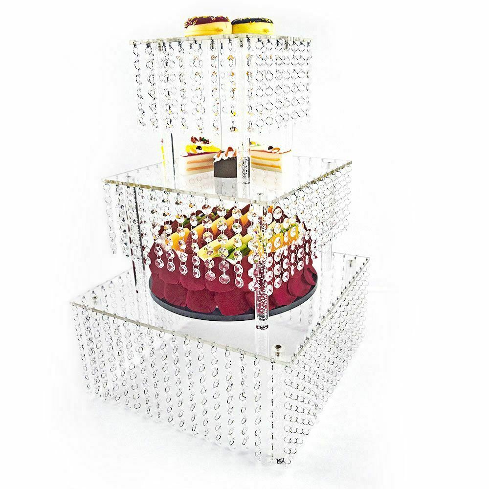 Miumaeov Set of 3 Clear Acrylic Cake Stands Square Cupcake Stands ...