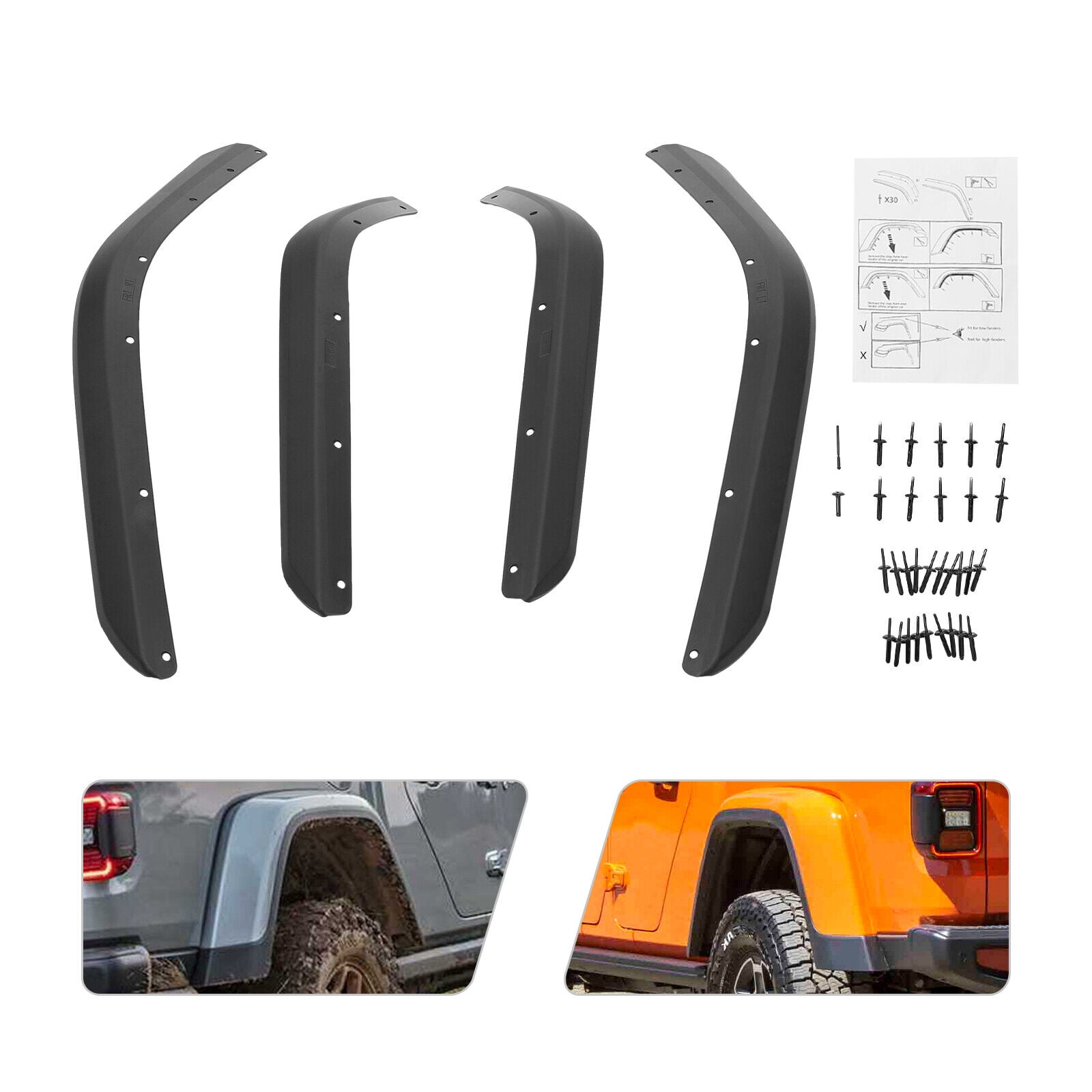 Miumaeov Set of 4 Fender Flares Extensions Kit For 2020-2023 Jeep ...