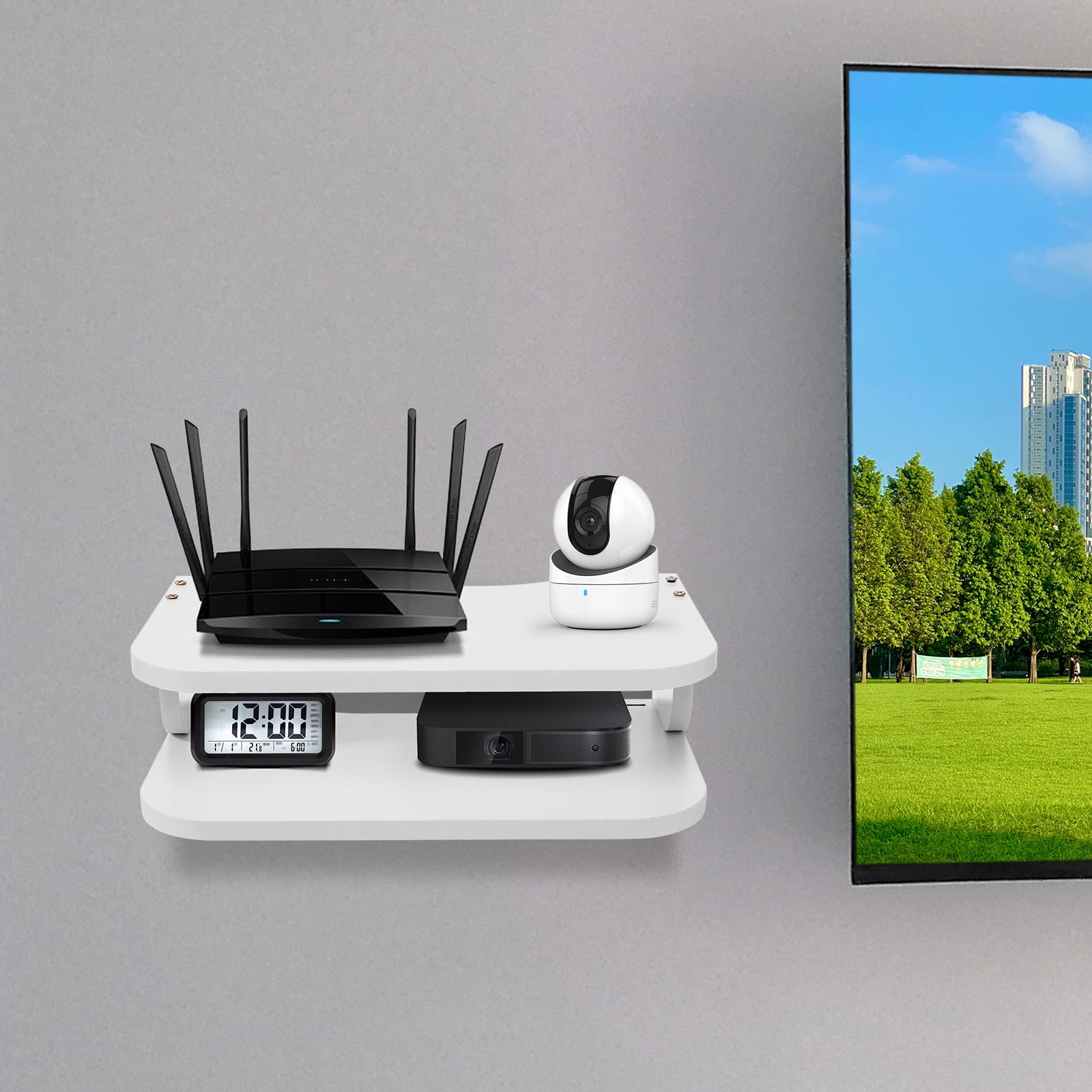 Miumaeov Set-top Box Shelf 2-Tier Wall Mounted Router Holder Storage ...