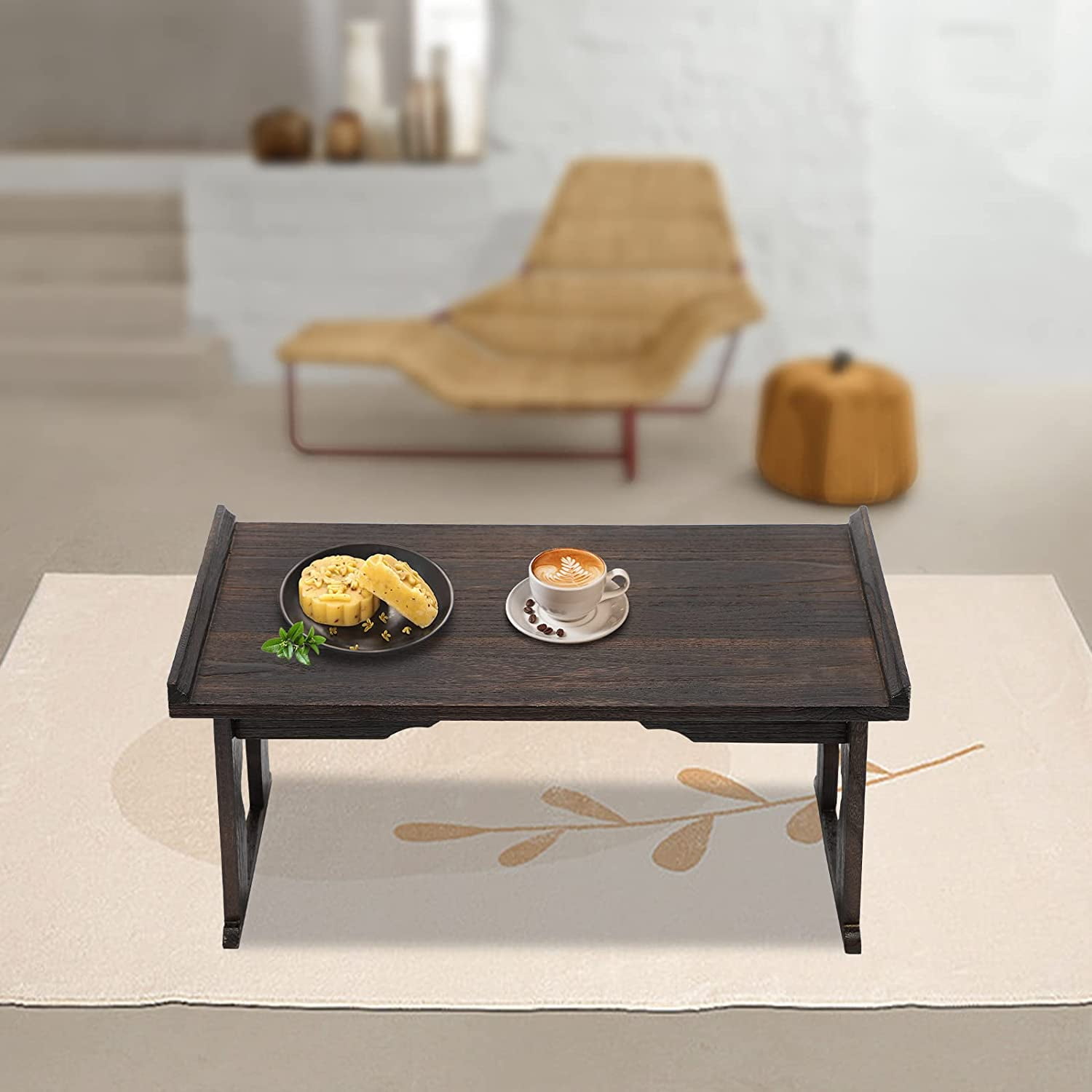 Miumaeov Small Folding Coffee Table Walnut Wood Coffee Table Meditation ...